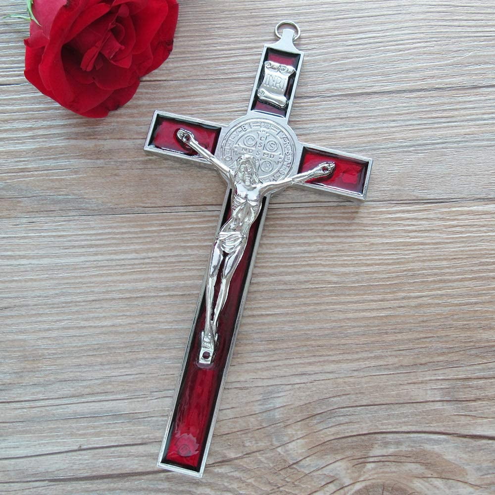 Benedict Red Enamel Wall Crucifix Religious Wall Décor 7.5" - Walmart.com
