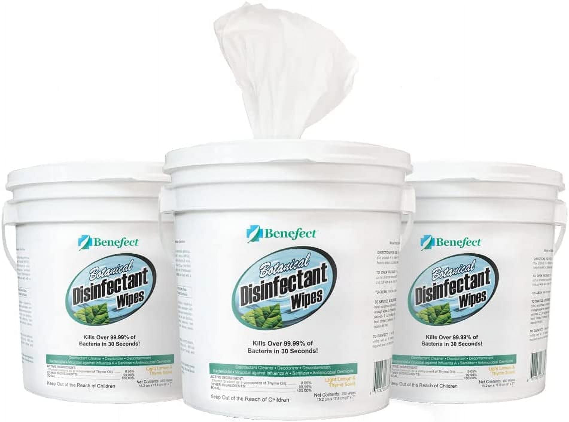 Benefect Botanical Disinfectant Wipes – 750 Sanitizing Wipes. 3 Pack of ...