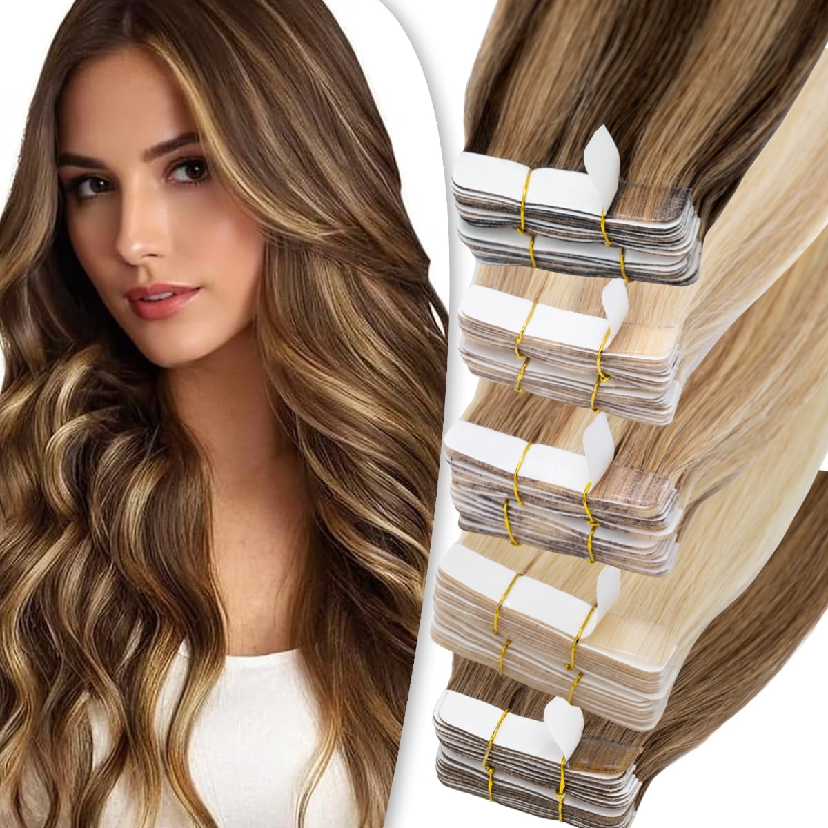 Benehair 100% Human Hair Extensions Tape In Hair Invisible Skin Weft ...