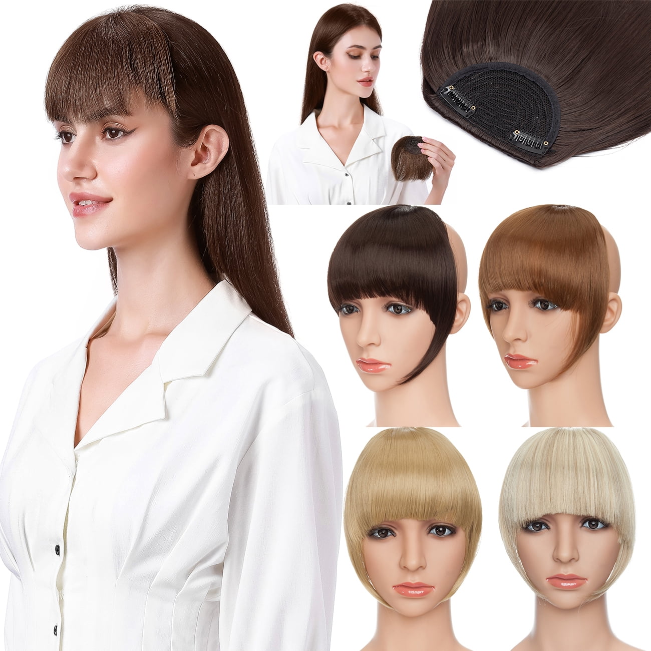 Benehair 100% Natural Fringe Bang Clip in Hair Extensions Real Neat ...