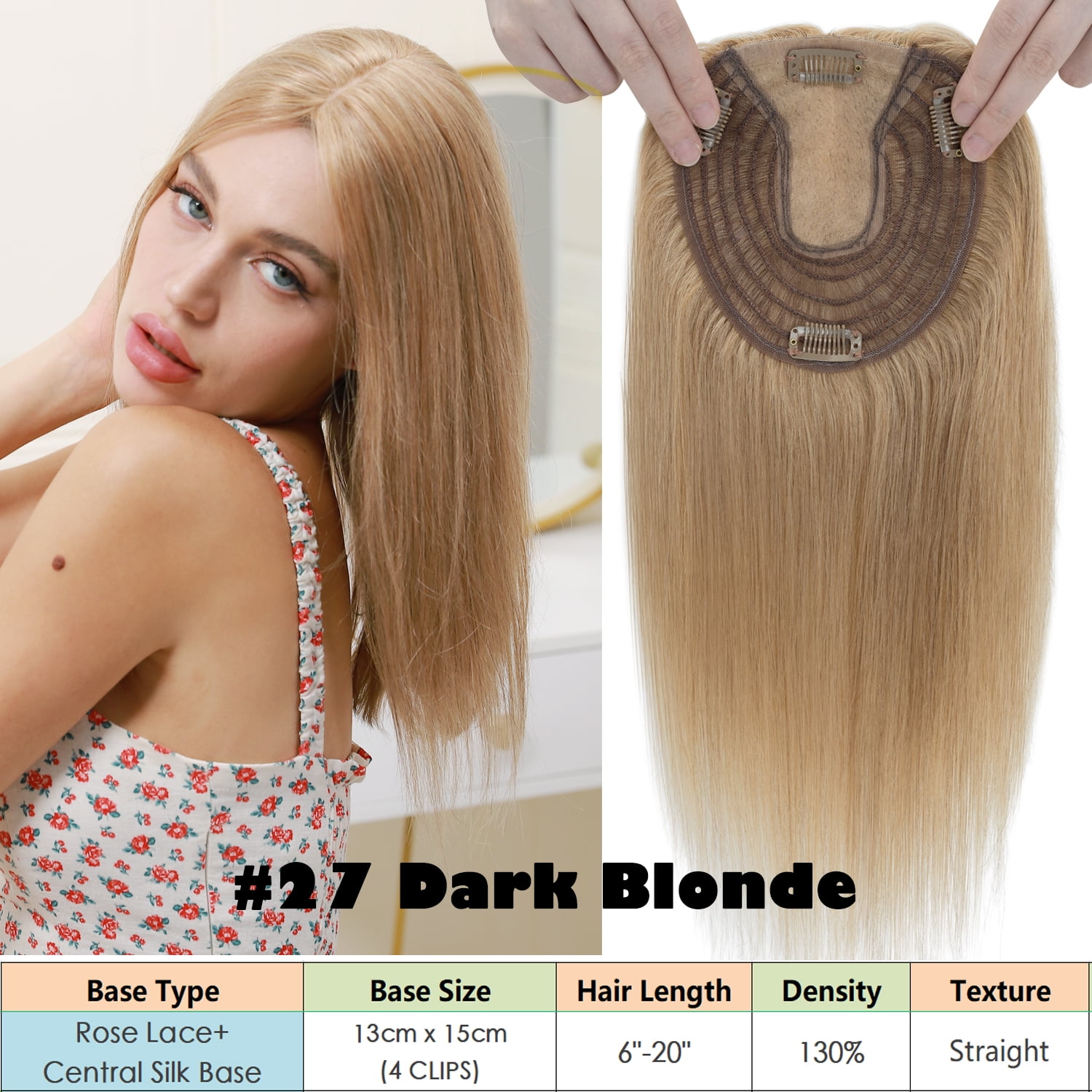 Benehair 100% Real Remy Hair Clip In Extensions Silk Base Topper Toupee ...