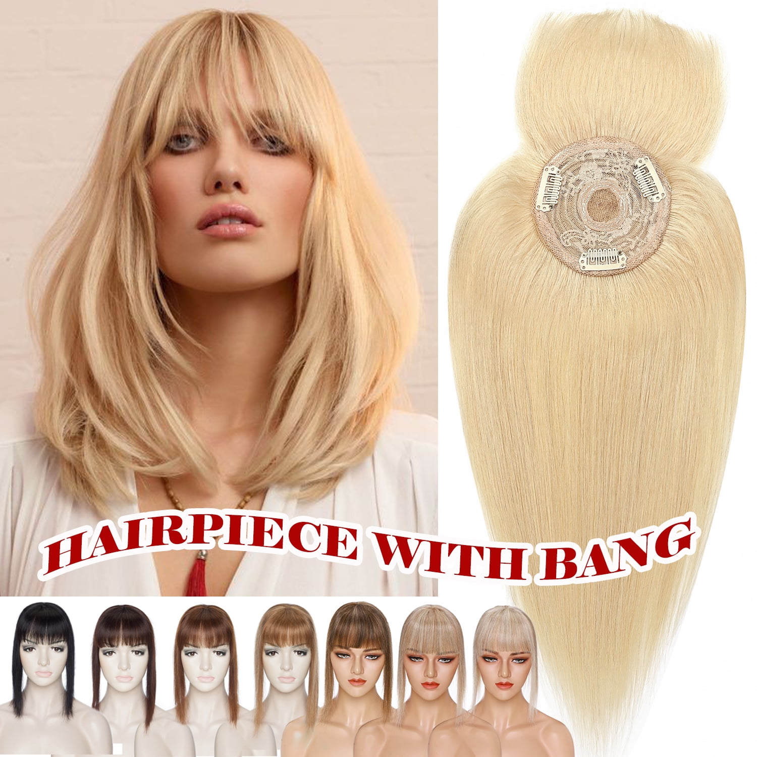 Benehair 100% Remy Human Hair Extensions Clip In Topper Toupee ...