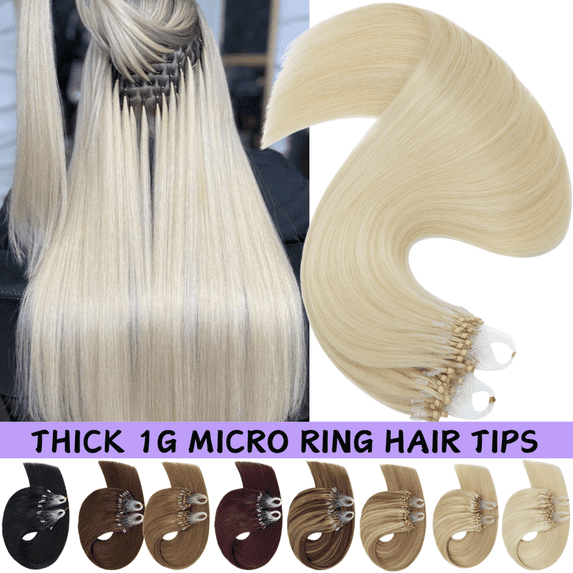 Benehair 100% Remy Real Human Hair Extensions Micro Ring Easy Loop In ...