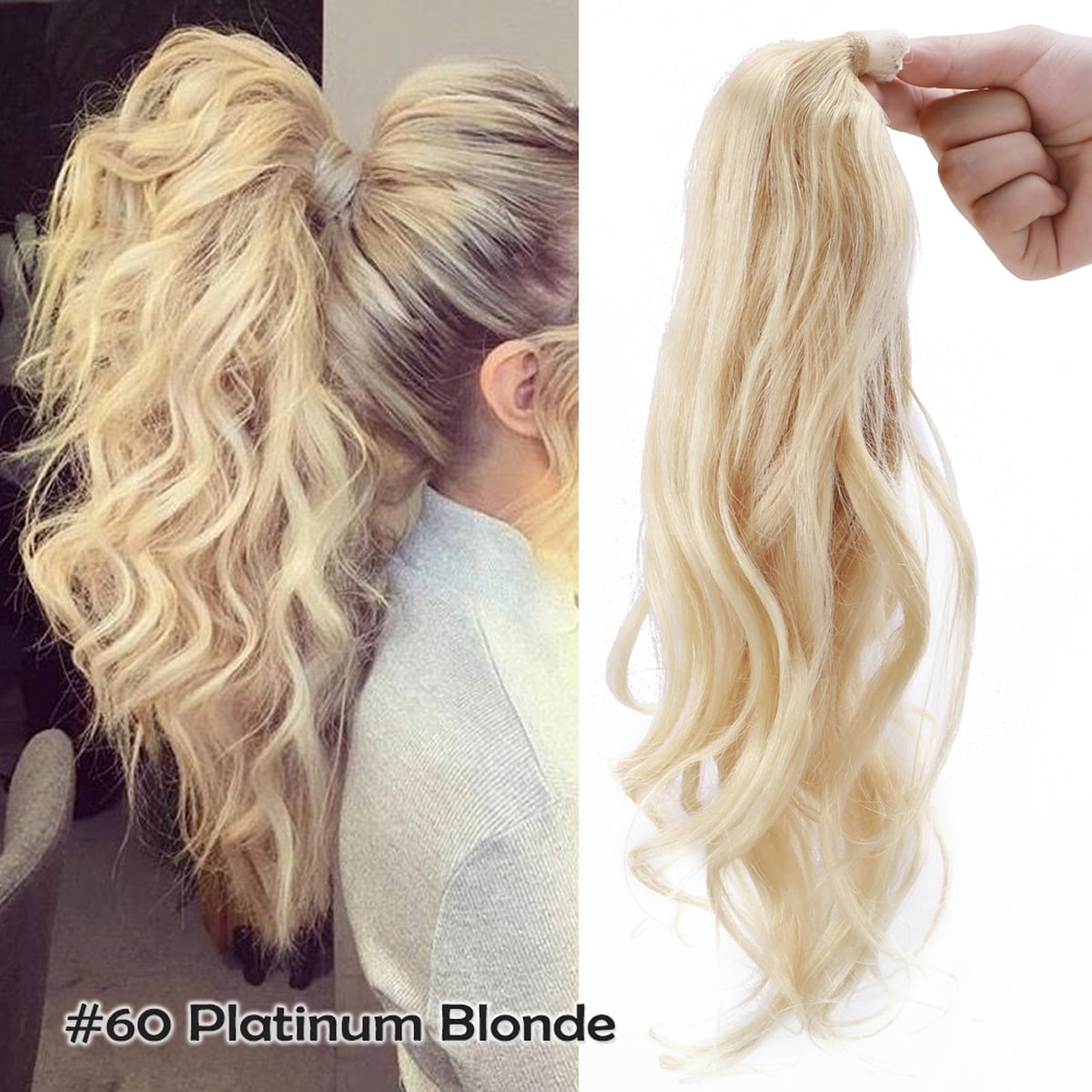 Benehair Body Wave Clip In 100% Human Hair Ponytail Extension Wrap ...