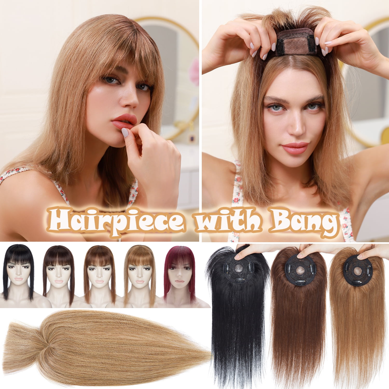 Benehair Clip In Hairpiece 100% Remy Human Hair Extensions Topper ...