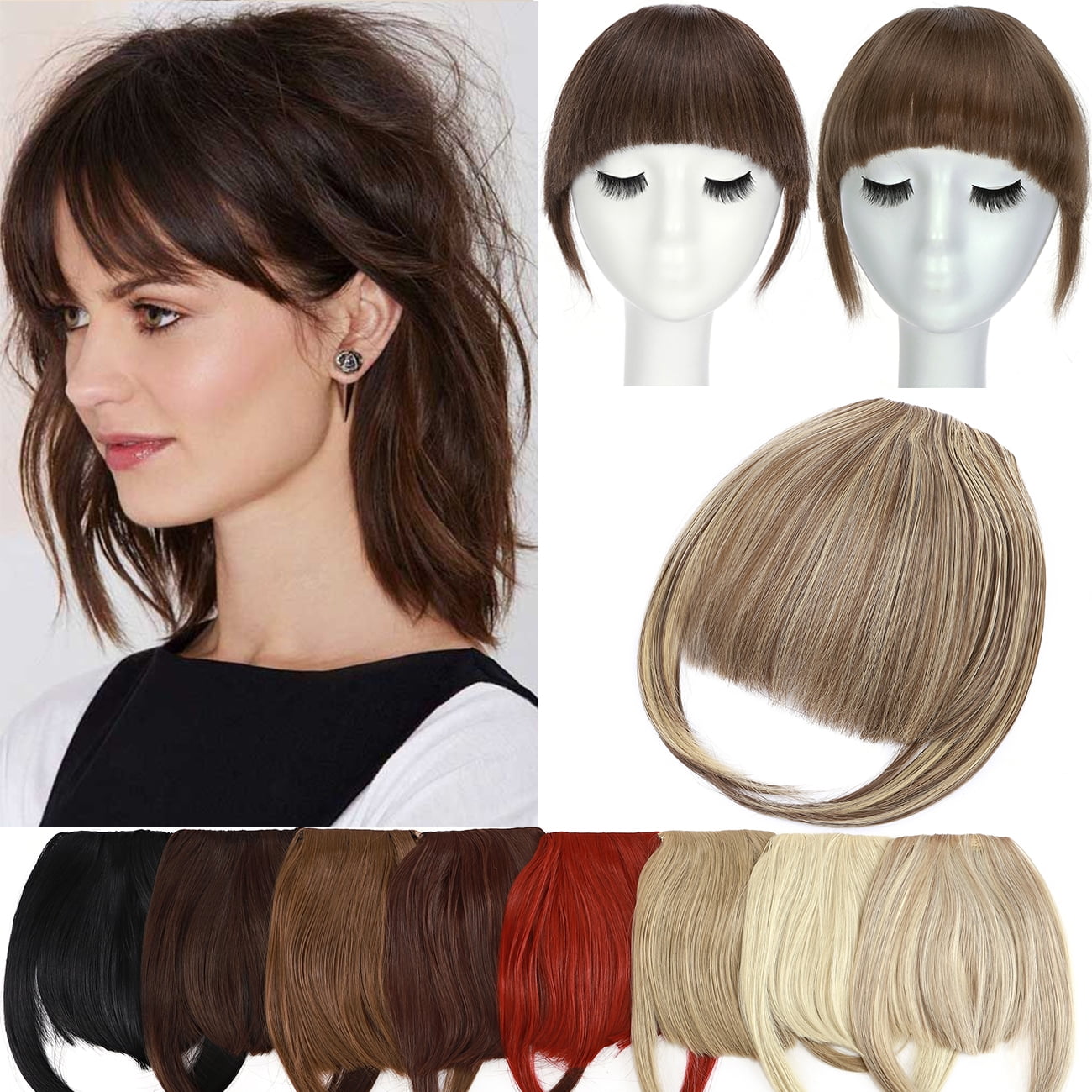 Benehair Clip in Fringe Hair Extensions as Humam Neat Bangs Thick ...