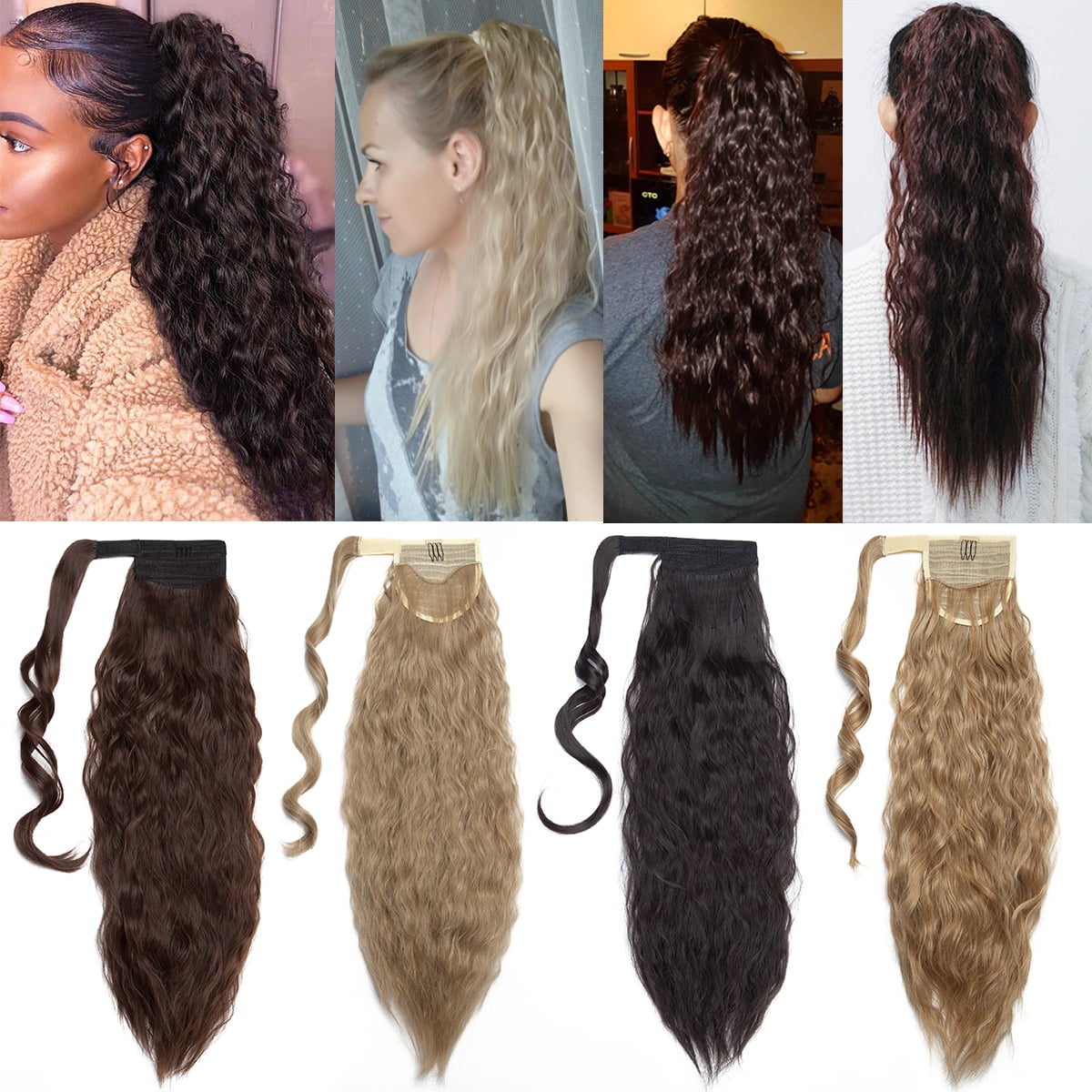 Benehair Clip in Ponytail Hair Extensions Pocket wrap around Long Thick ...