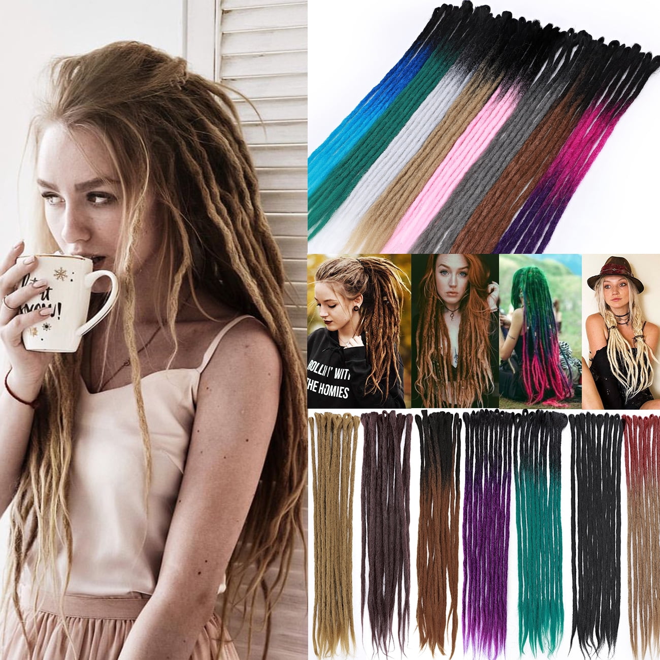 Benehair Dreadlock Extensions Full Head Pack Synthetic Dreads Faux Locs ...