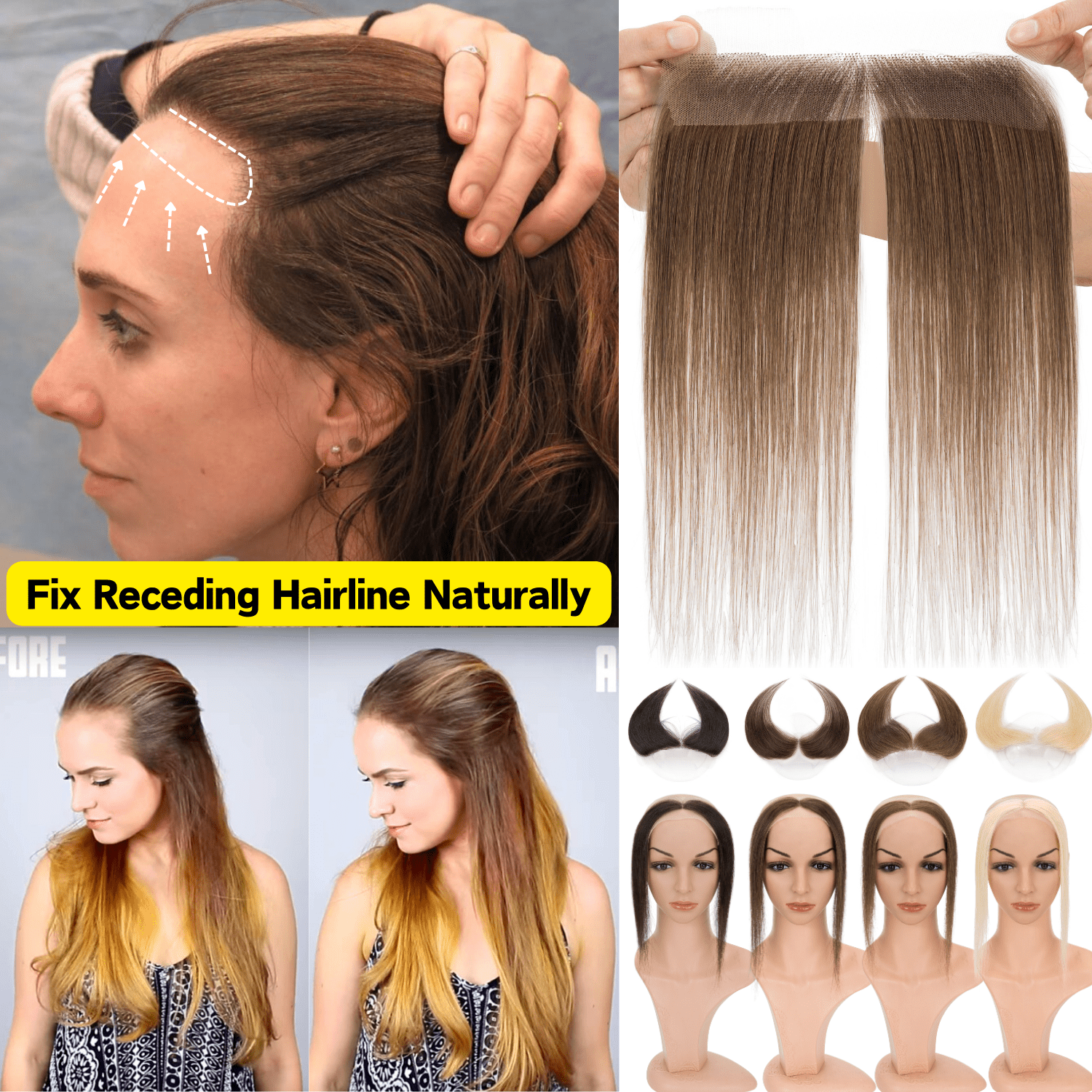 Benehair Handtied Lace Base Hairline Frontal Hairpiece 100% Remy Real ...