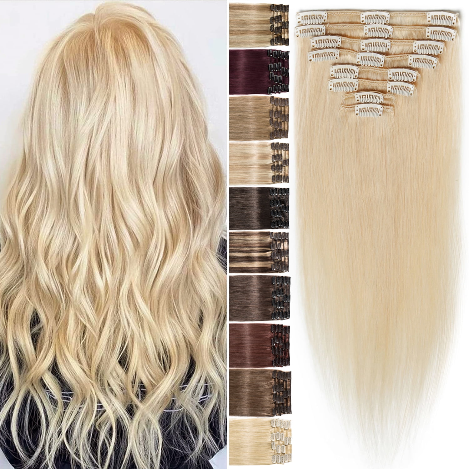 Benehair Human Hair Extensions Clip In Hair Extension Full Head Remy ...