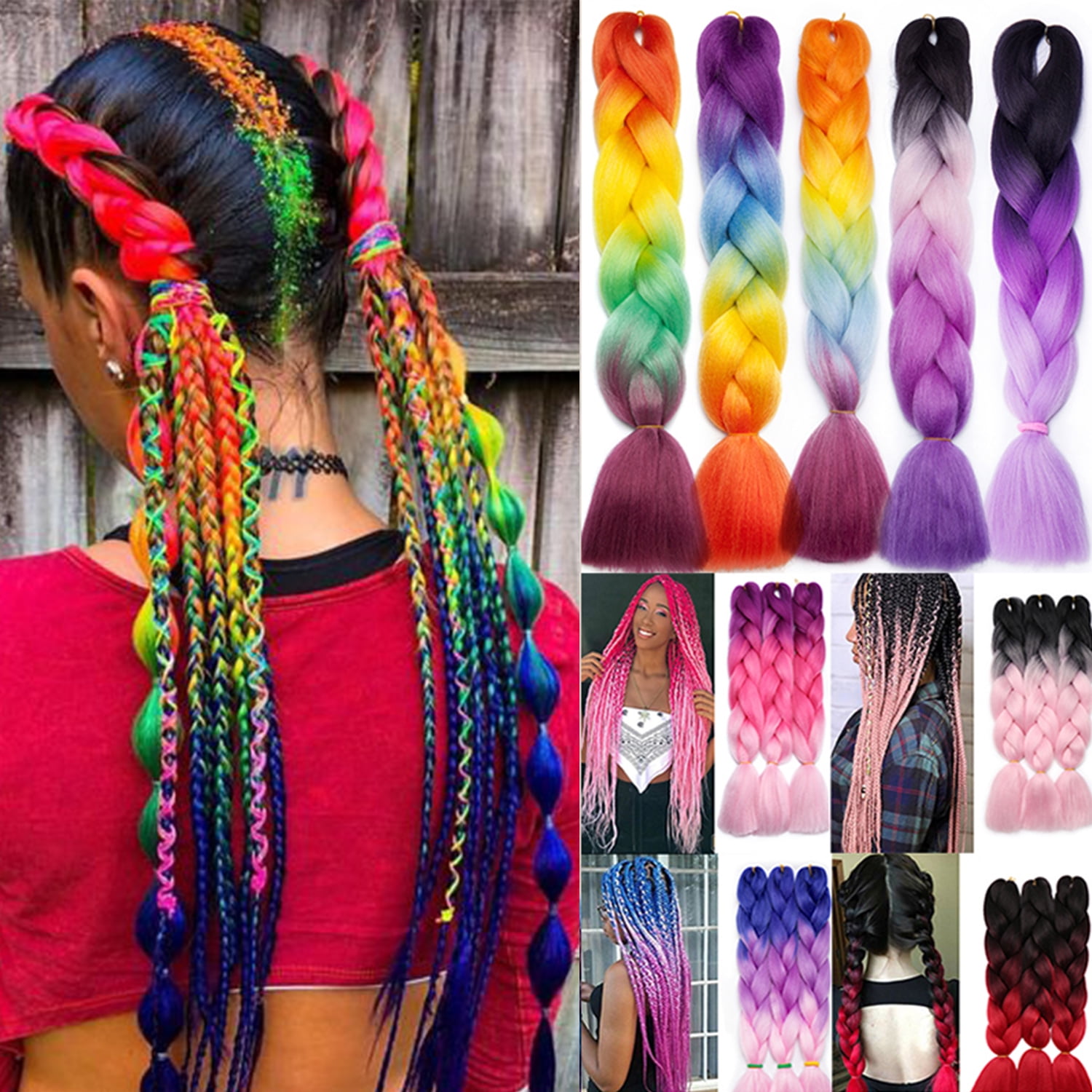 Benehair Jumbo Braiding Hair Extensions 24" Afro Box Braids Crochet ...