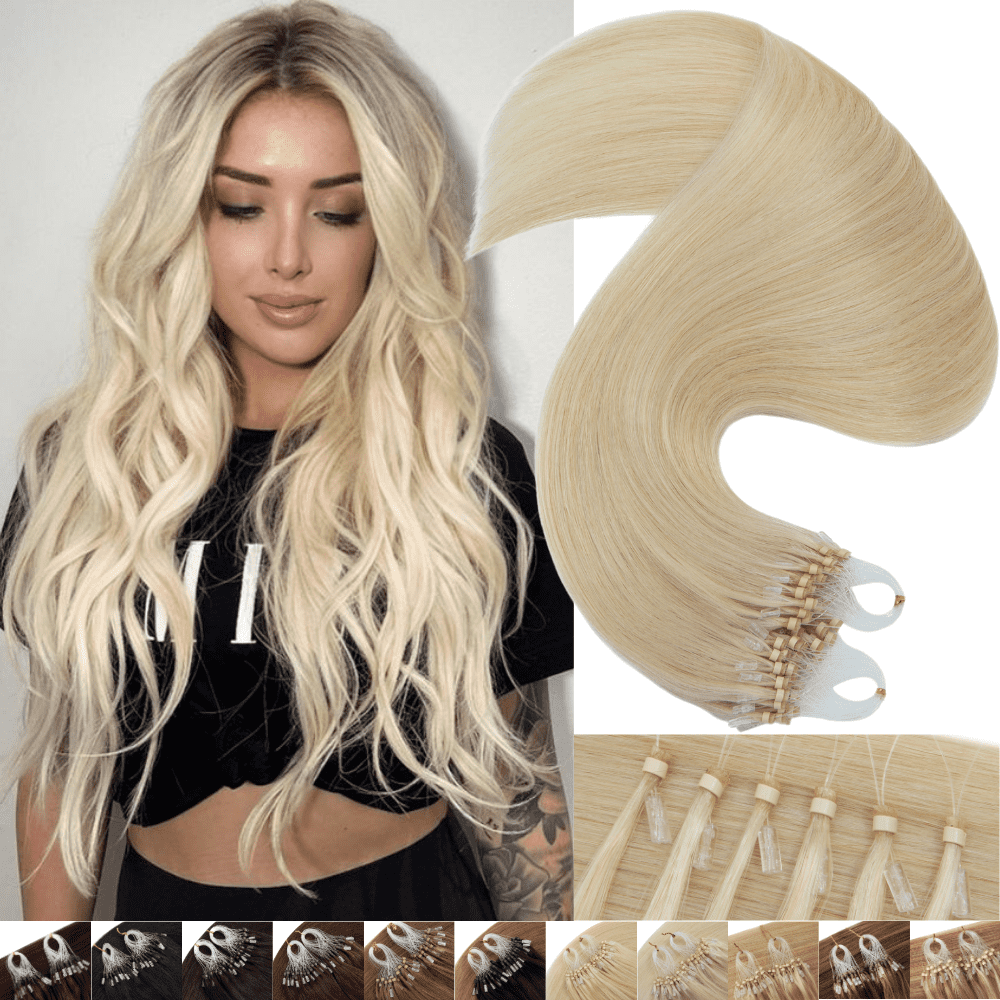 Benehair Micro Beans Ring Easy Loop Hair Extensions 100% Russian Remy ...