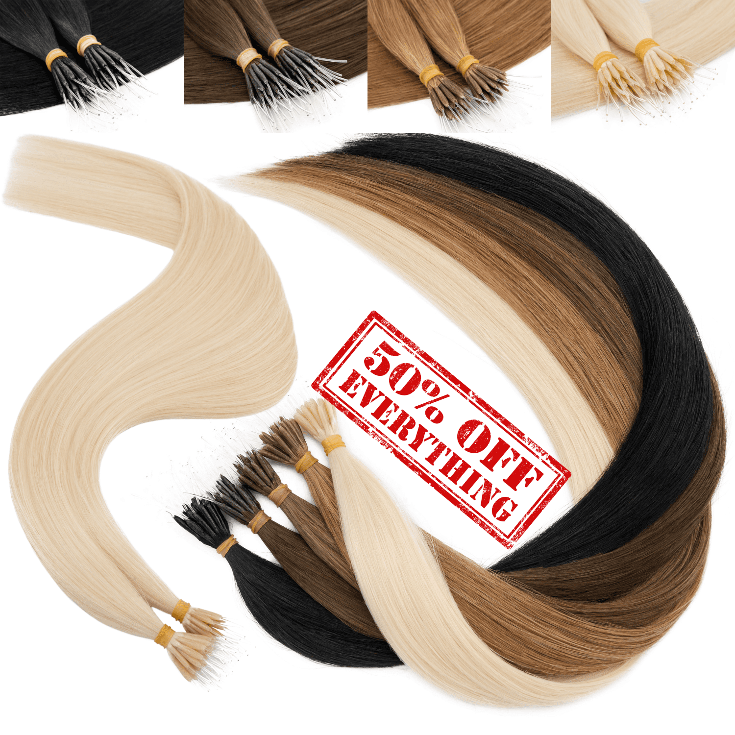 Benehair New F TiP Elastic Line Nano Ring Hair Extensions 100% Remy ...