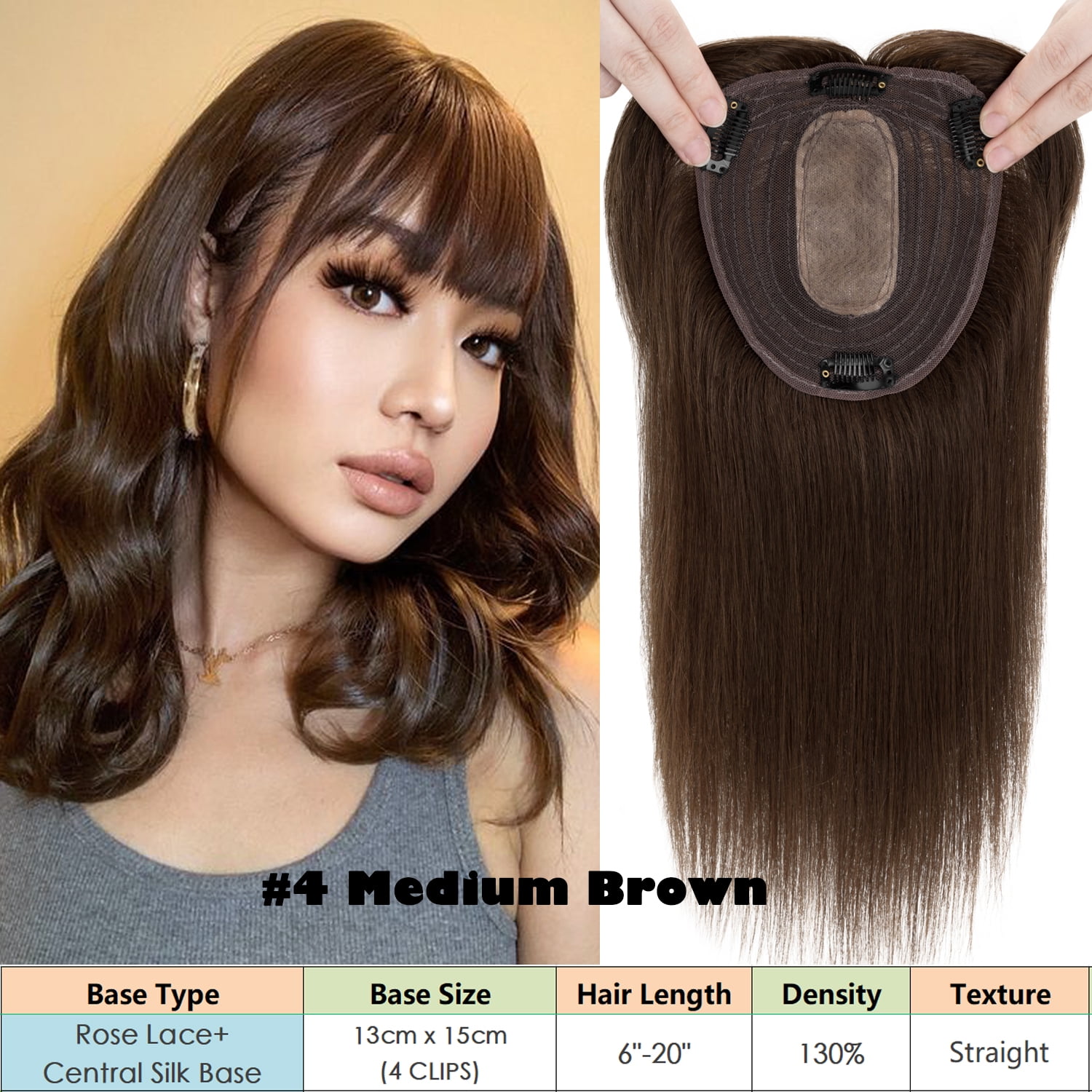 Benehair Real Hair Clip In Extensions Clip In Hairpiece Silk Base ...
