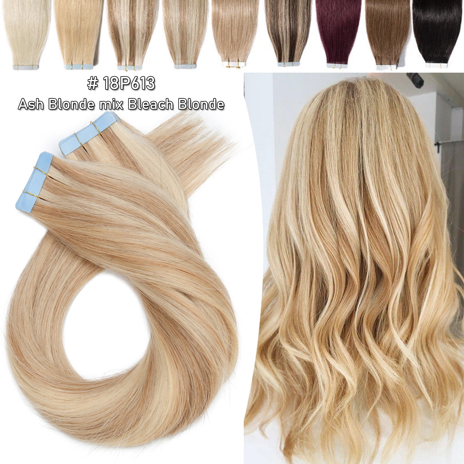 Benehair Tape In Hair Skin Weft Human Hair Extensions Thick Full Head ...