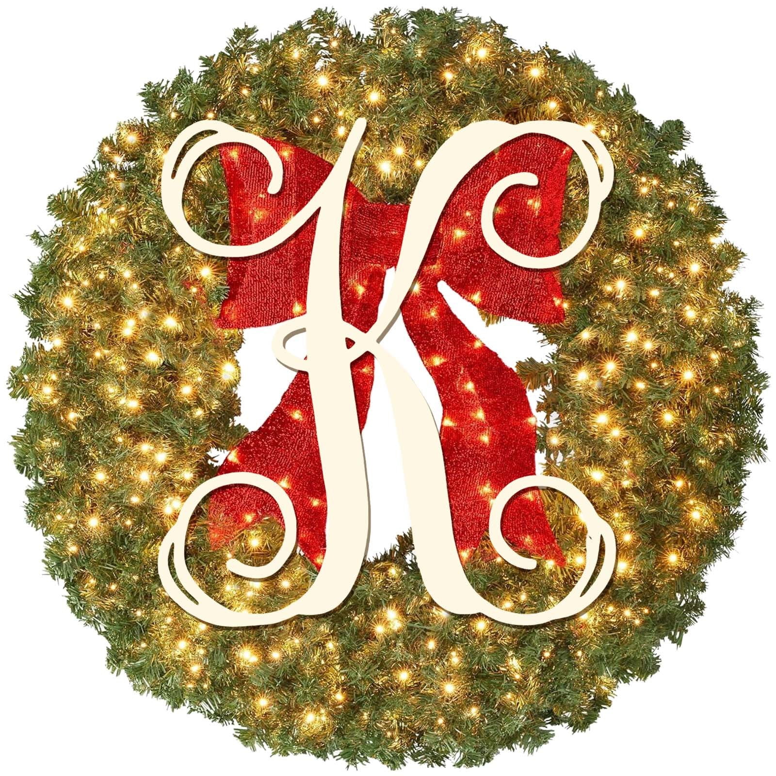Beneky New Home Gift Ideas, Pre Lit Initial Outdoor Christmas Wreaths ...