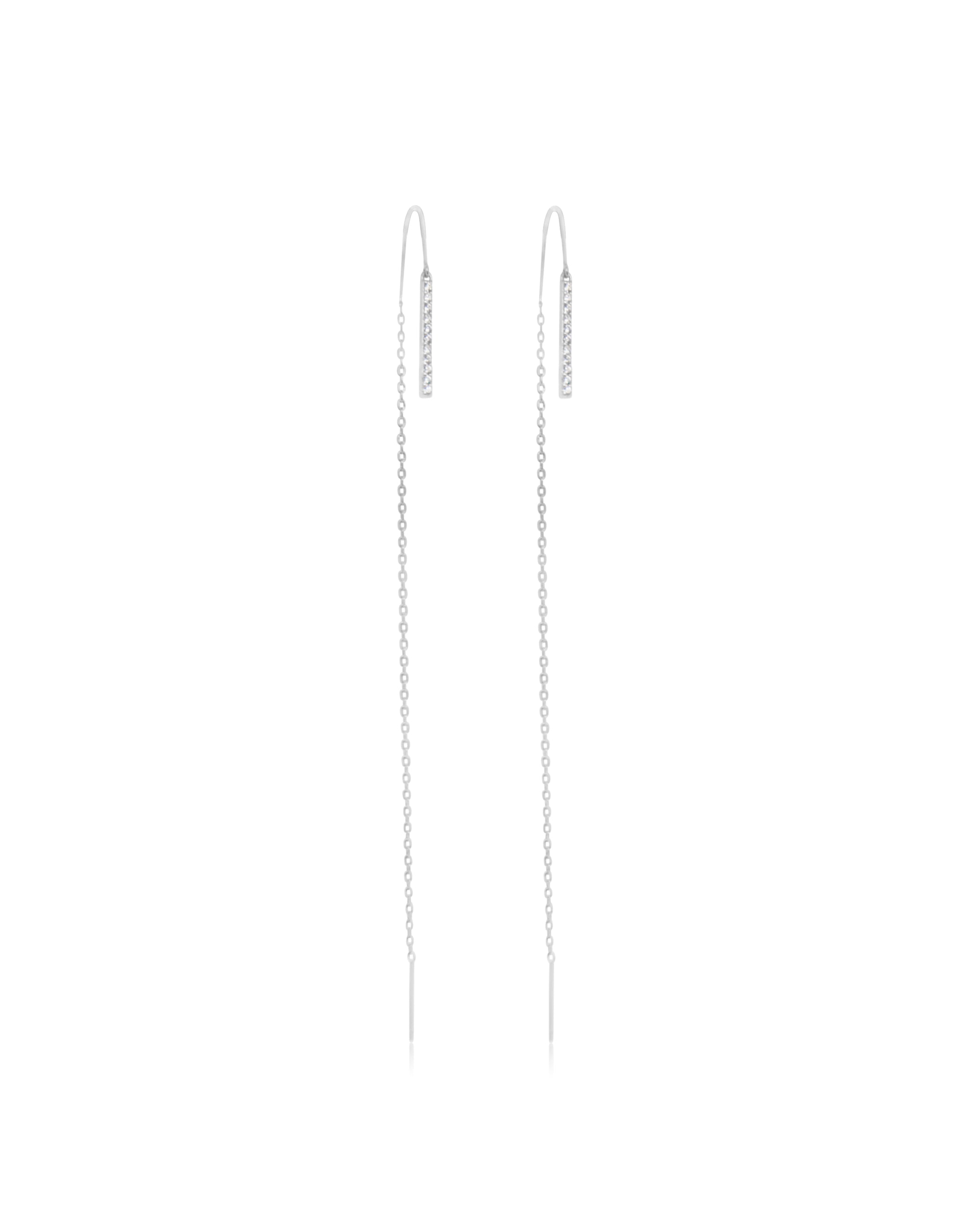 Benevolence LA Chain Threader Earrings - 14K White Gold Dangle Earrings ...