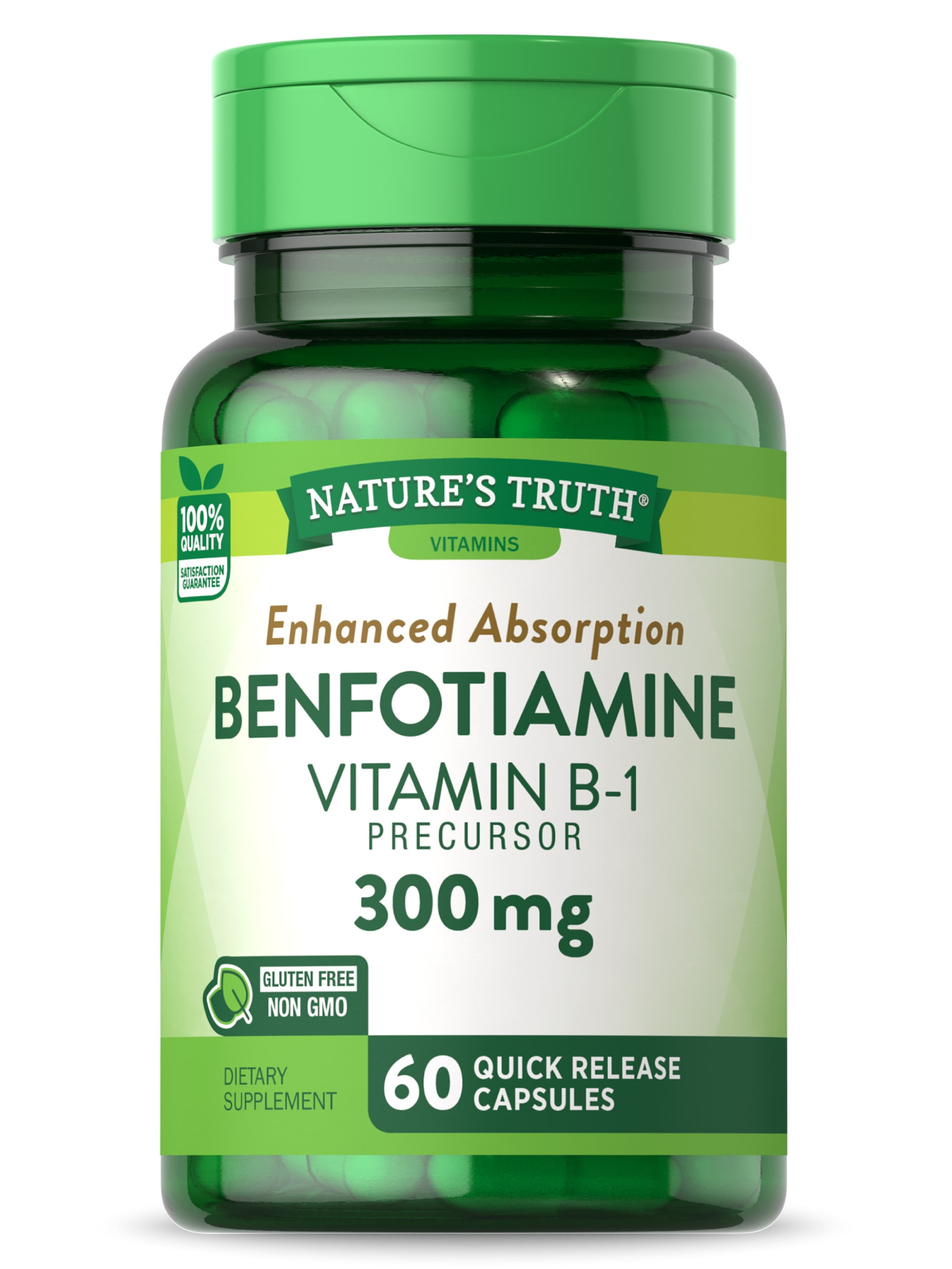 Nature's Truth Benfotiamine 300mg Capsules - Non-GMO, Gluten-Free ...