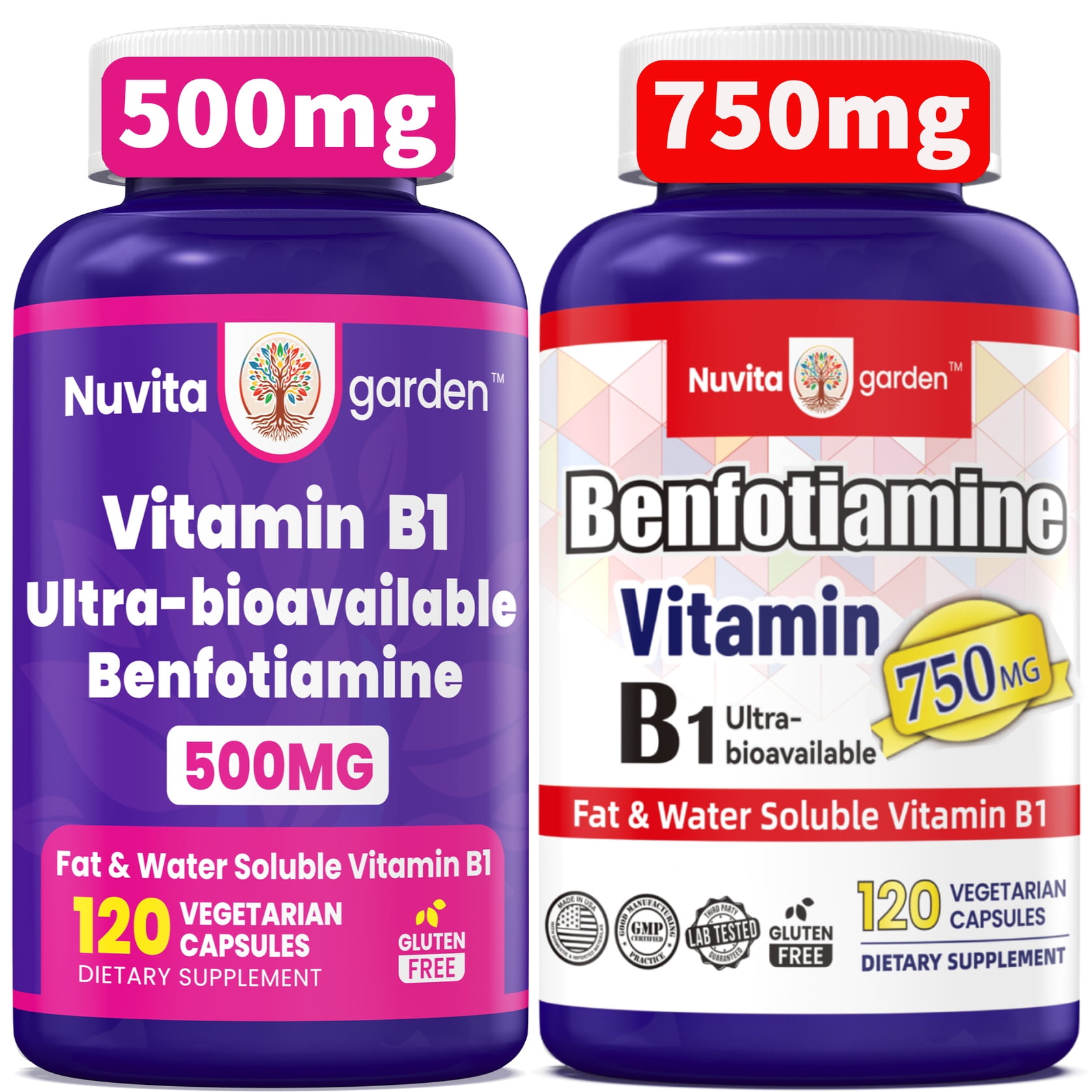 Benfotiamine 750mg + 500mg Vitamin B1 Supplement, Helps Maintain ...