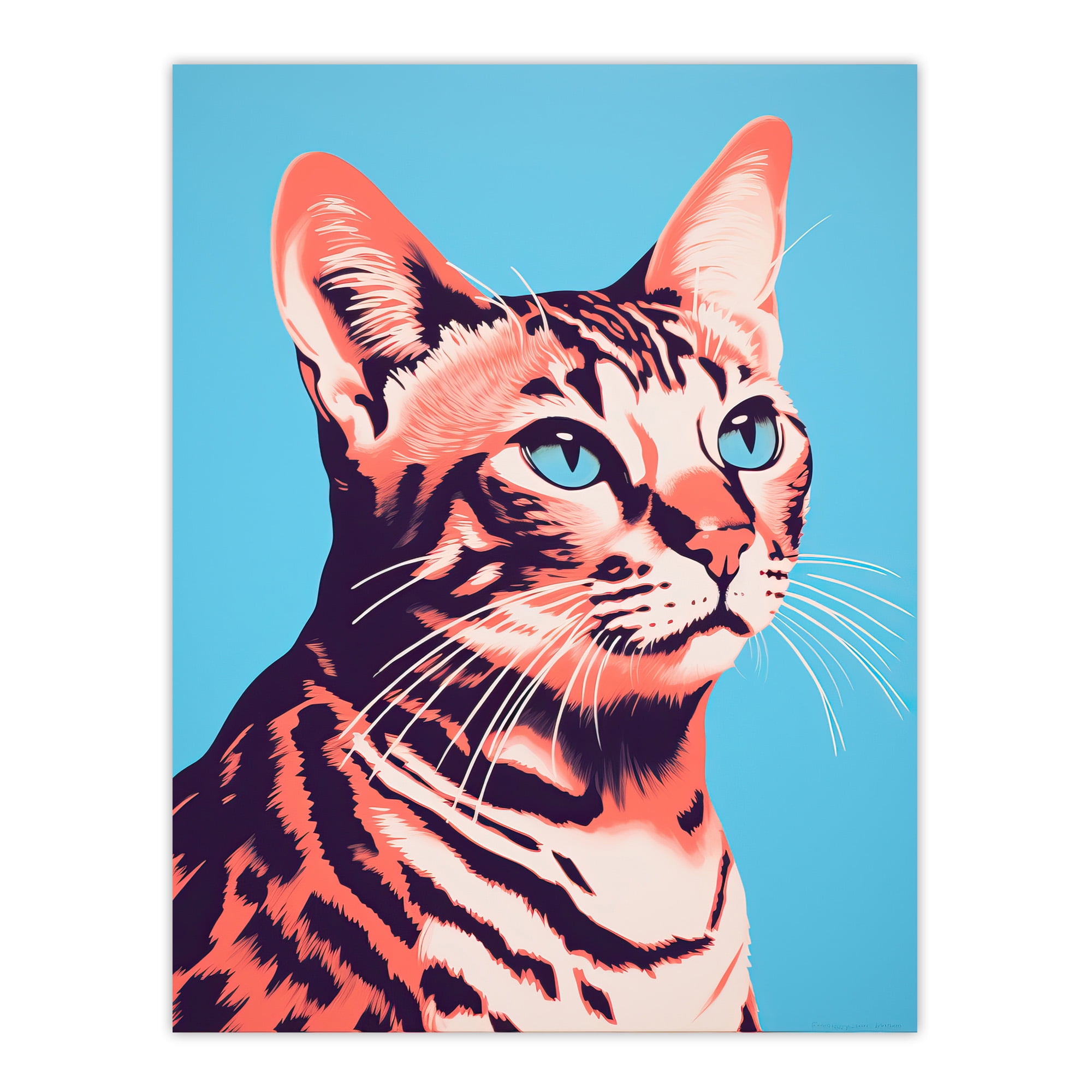Bengal Cat Bold Vibrant Screen Print Risograph Artwork Spot Block ...