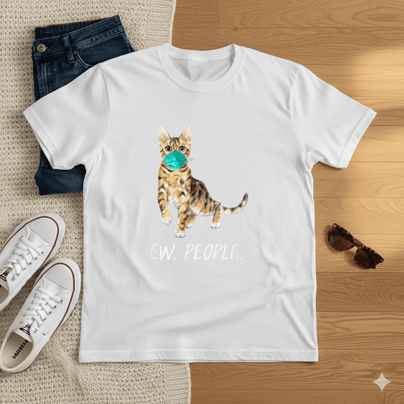 Bengal Cat Ew People Funny Introvert Cat Wearing Face Mask Unisex T ...