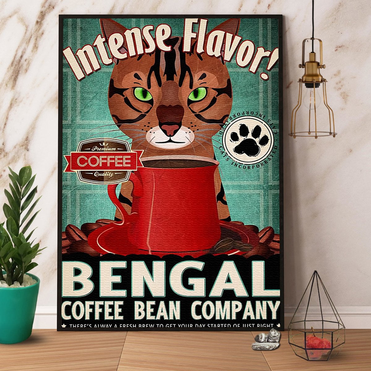 Bengal Cat Intense Flavor Bengal Coffee Bean Company Paper Poster No ...