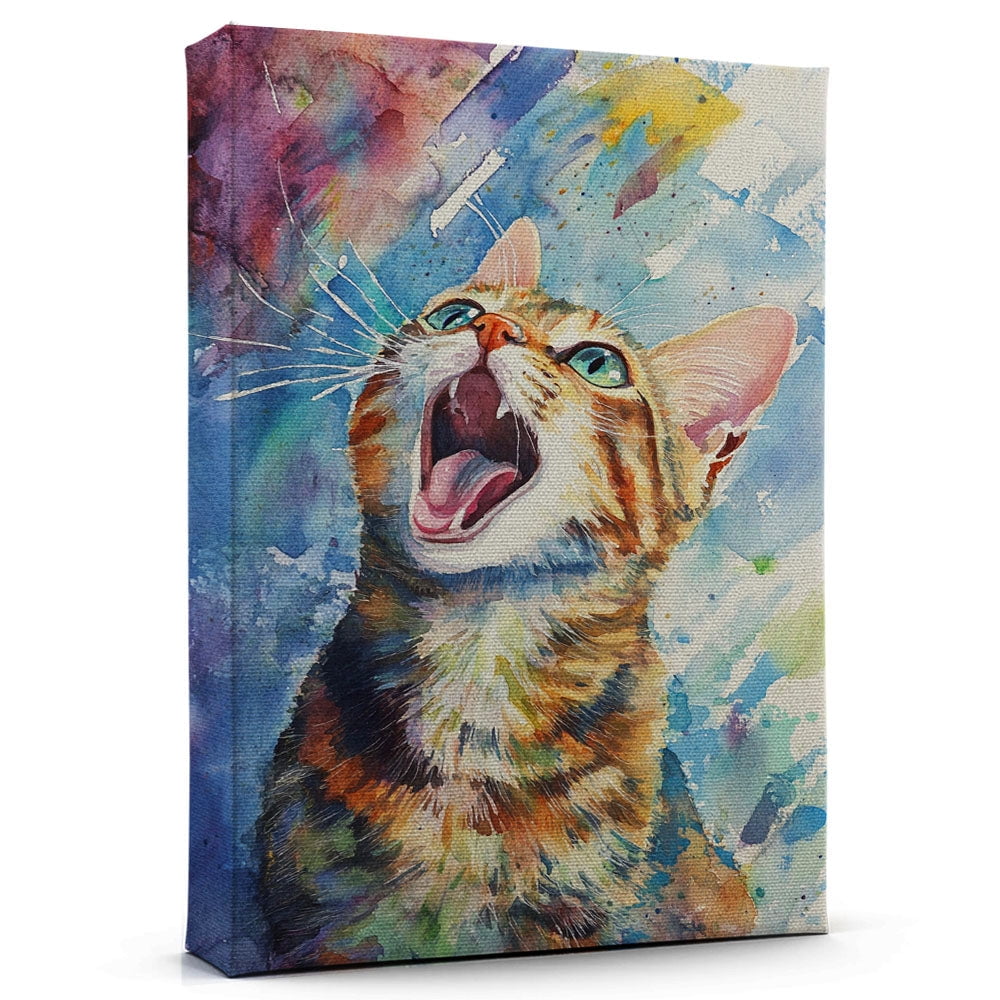 Bengal Cat Meowing Kitten Pictures Wall Decor - Colorful Bengal Cat ...