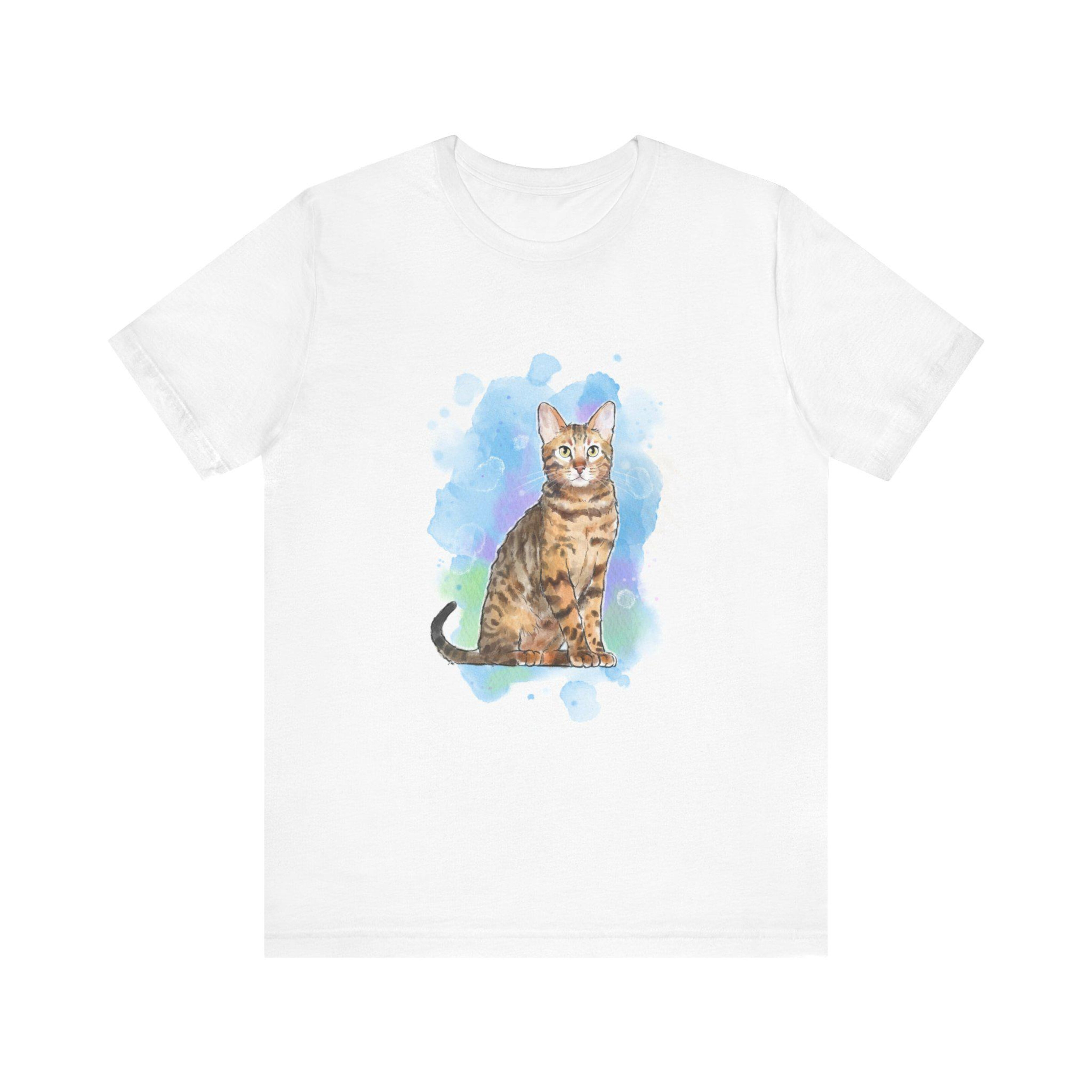 Bengal Cat Themed Unisex Tee, Hand Painted Jersey Shirt for Casual ...