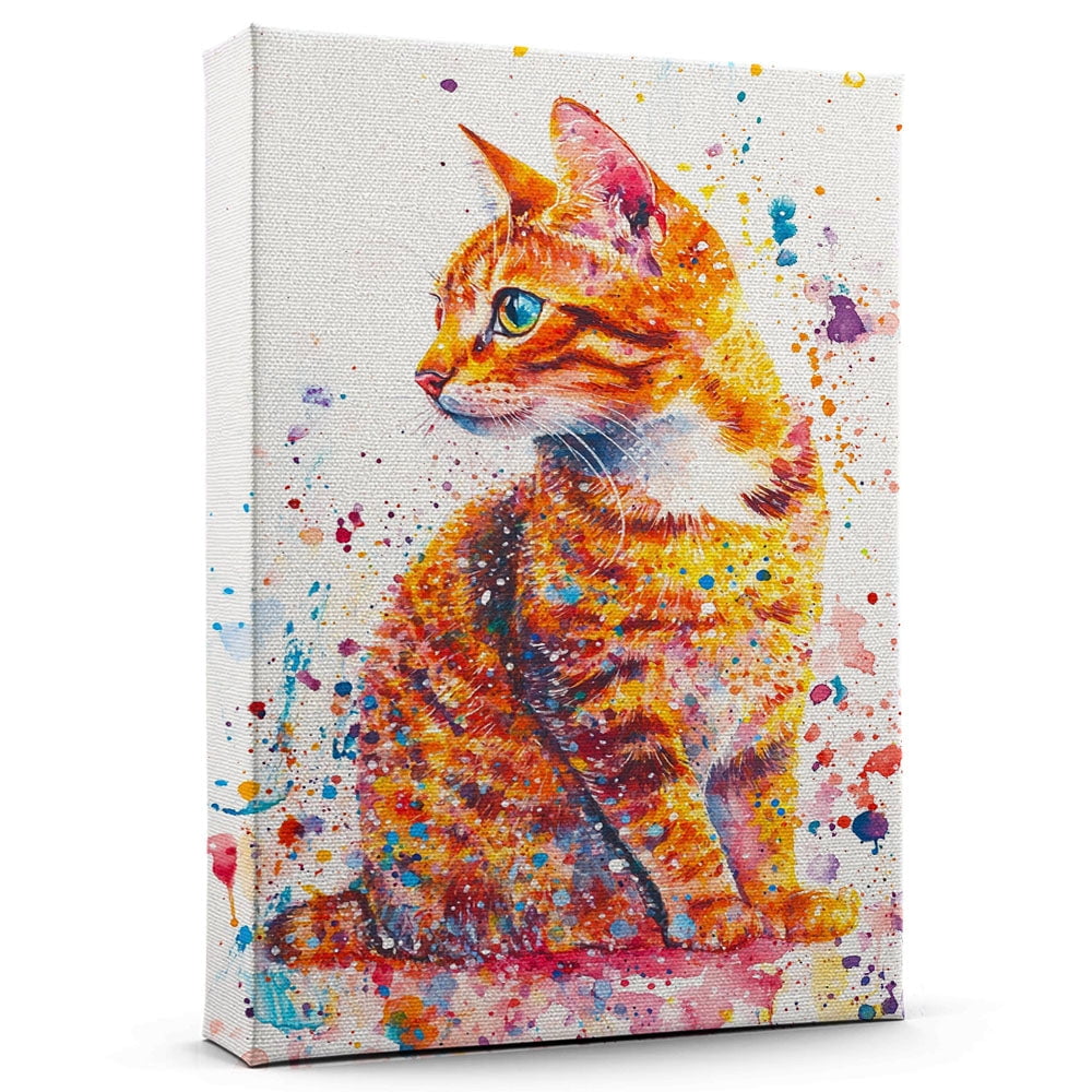 Bengal Cat Young Spotted Canvas Wall Art Decor, Colorful Bengal Cat ...