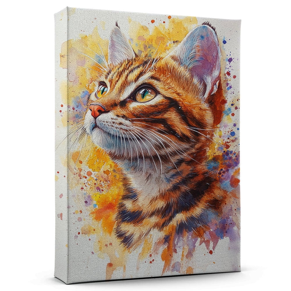 Bengal Cat Young Spotted Canvas For Wall, Funny Animal Decor Bengal Cat ...