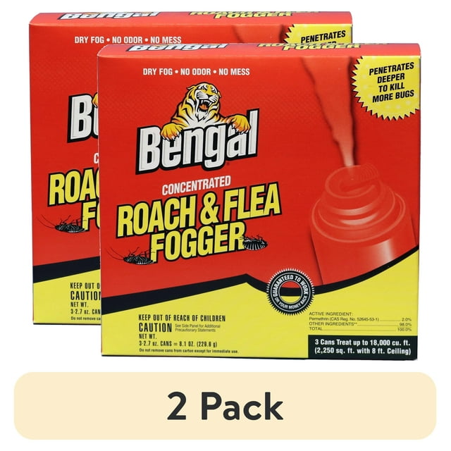 (2 pack) Bengal Roach & Flea Fogger, 3 count, 2.7 oz cans - Walmart.com