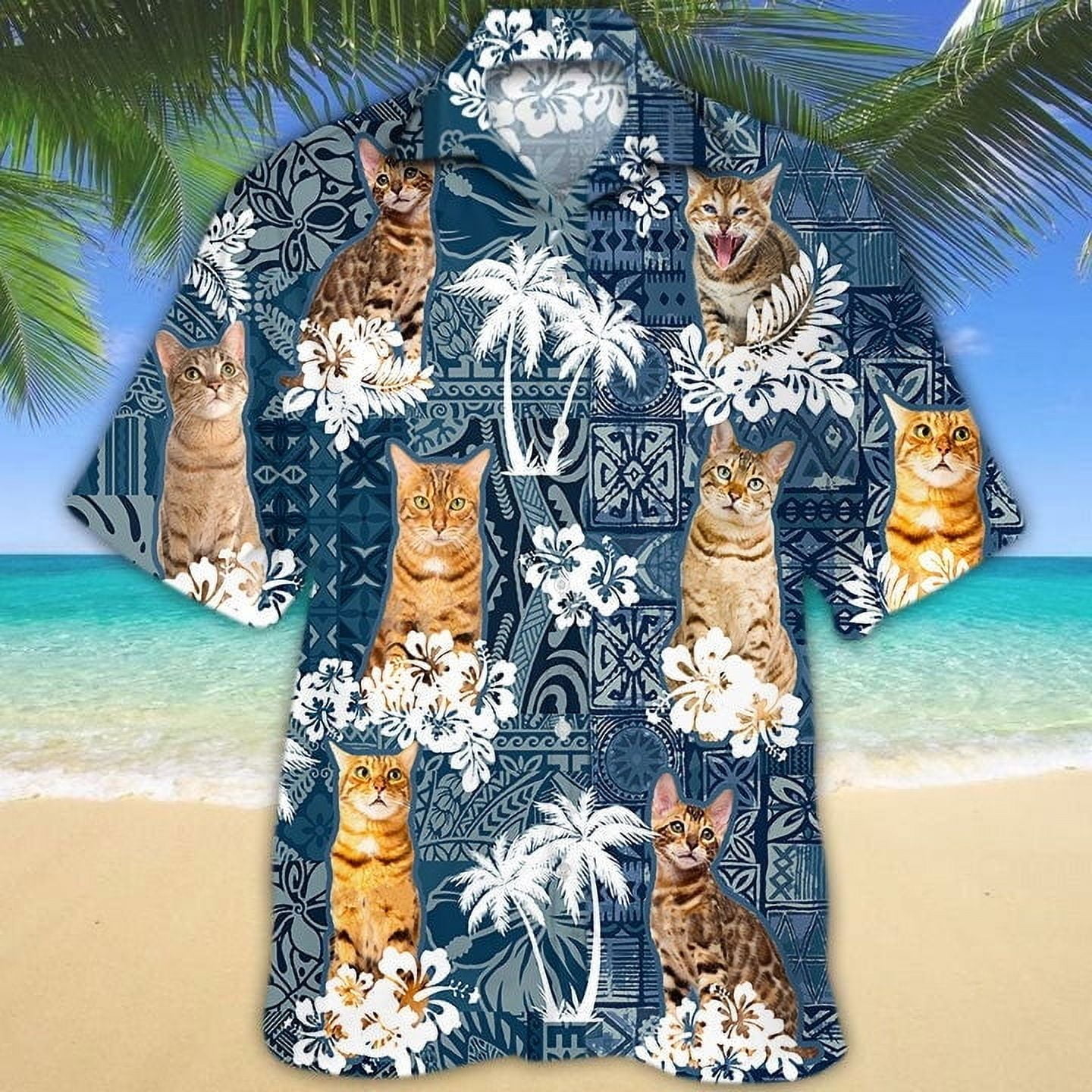 Bengal Hawaiian Shirt For Summer Travel, Cat Hawaiian Shirt For Man And ...