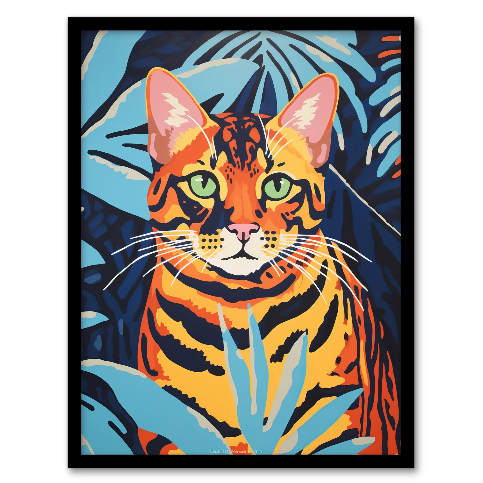 Bengal In The Jungle Bold Vibrant Screen Print Risograph Artwork Spot ...