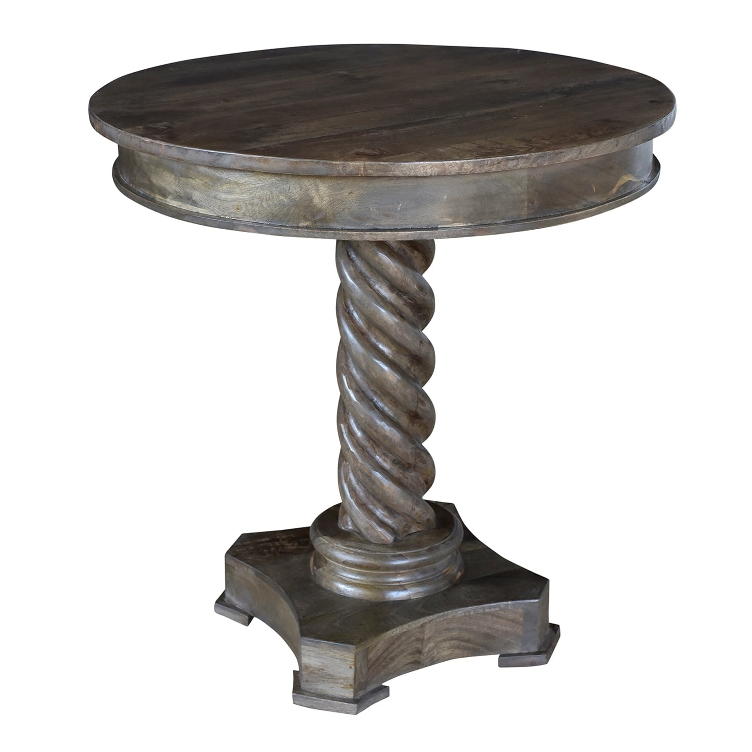 Bengal Manor Mango Wood Carved Rope Twist Accent Table - 30"H x 30"Rnd ...