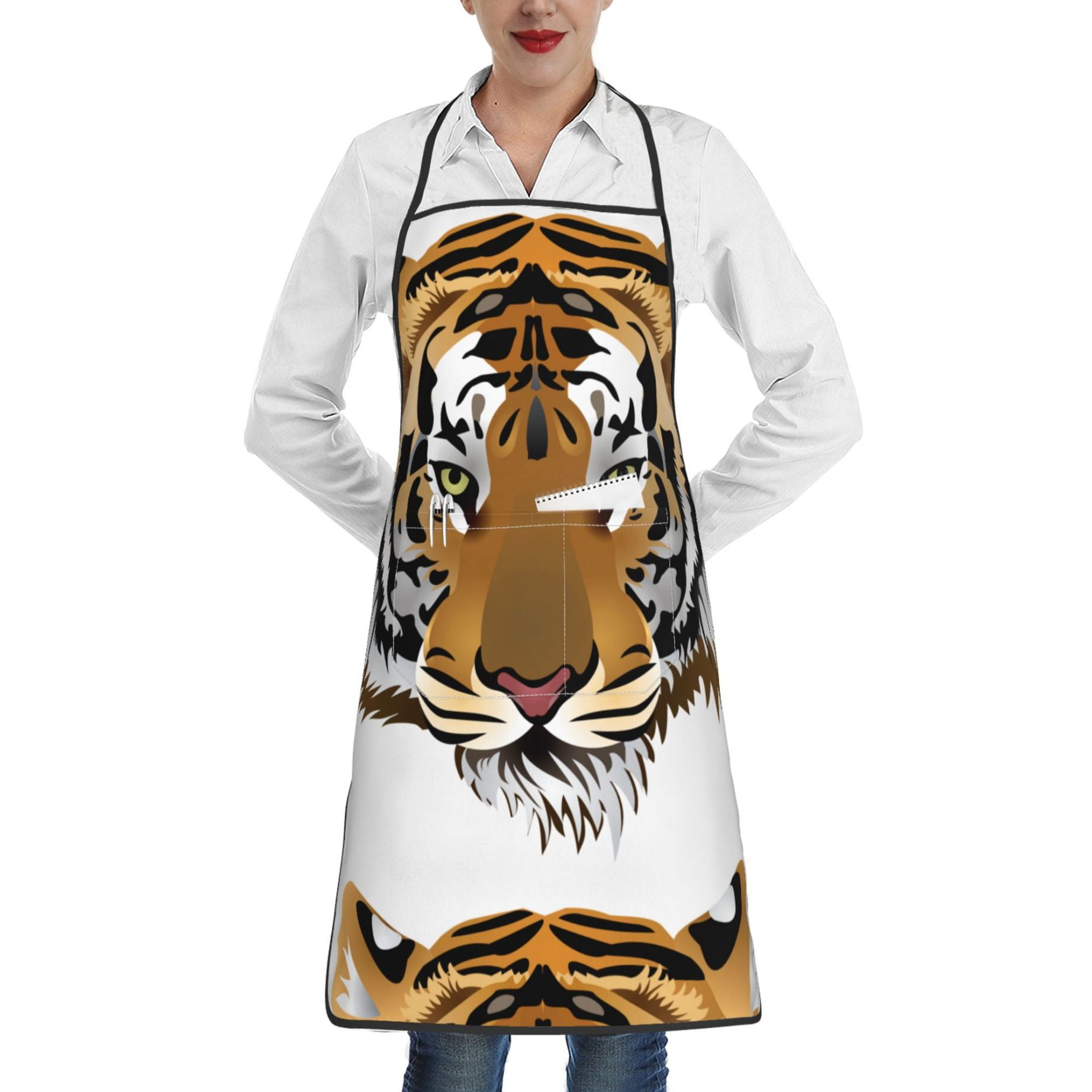 Bengal Tiger Head Pattern Women'S And Men'S Kitchen Waterproof Apron ...