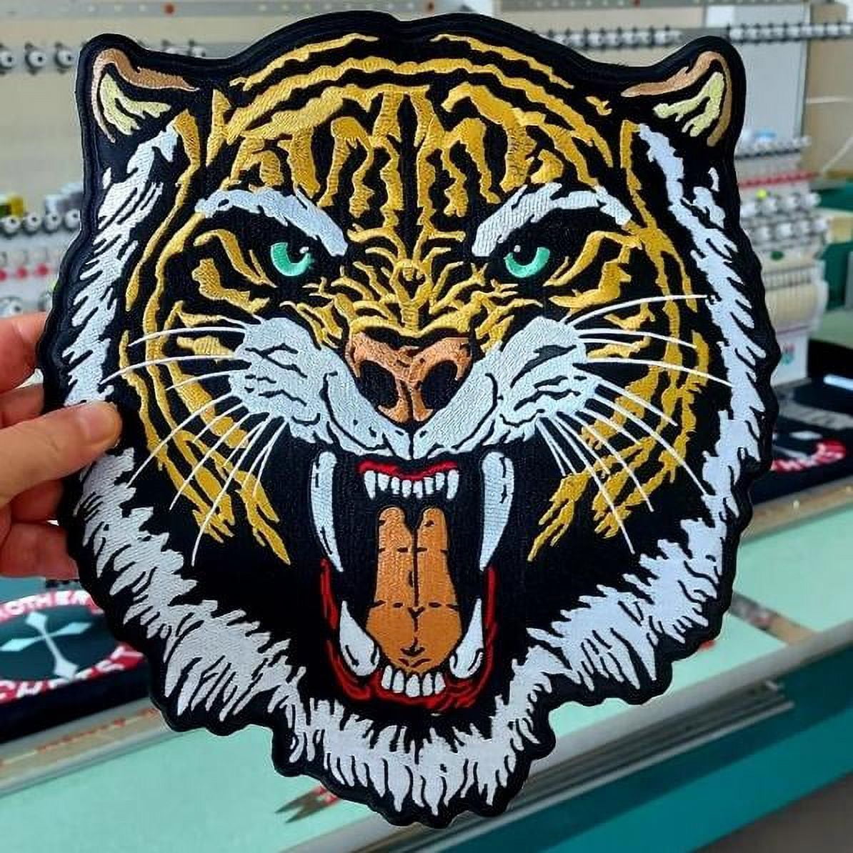 Bengal Tiger Iron on Sew On Embroidered patch 10x10 inch multi-color ...