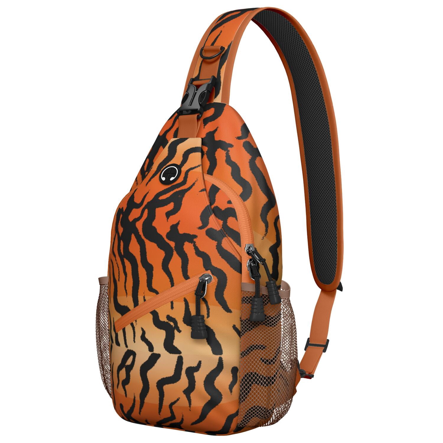 Bengal Tiger Pattern Sling Backpack for Women, Jungle Stripes and ...