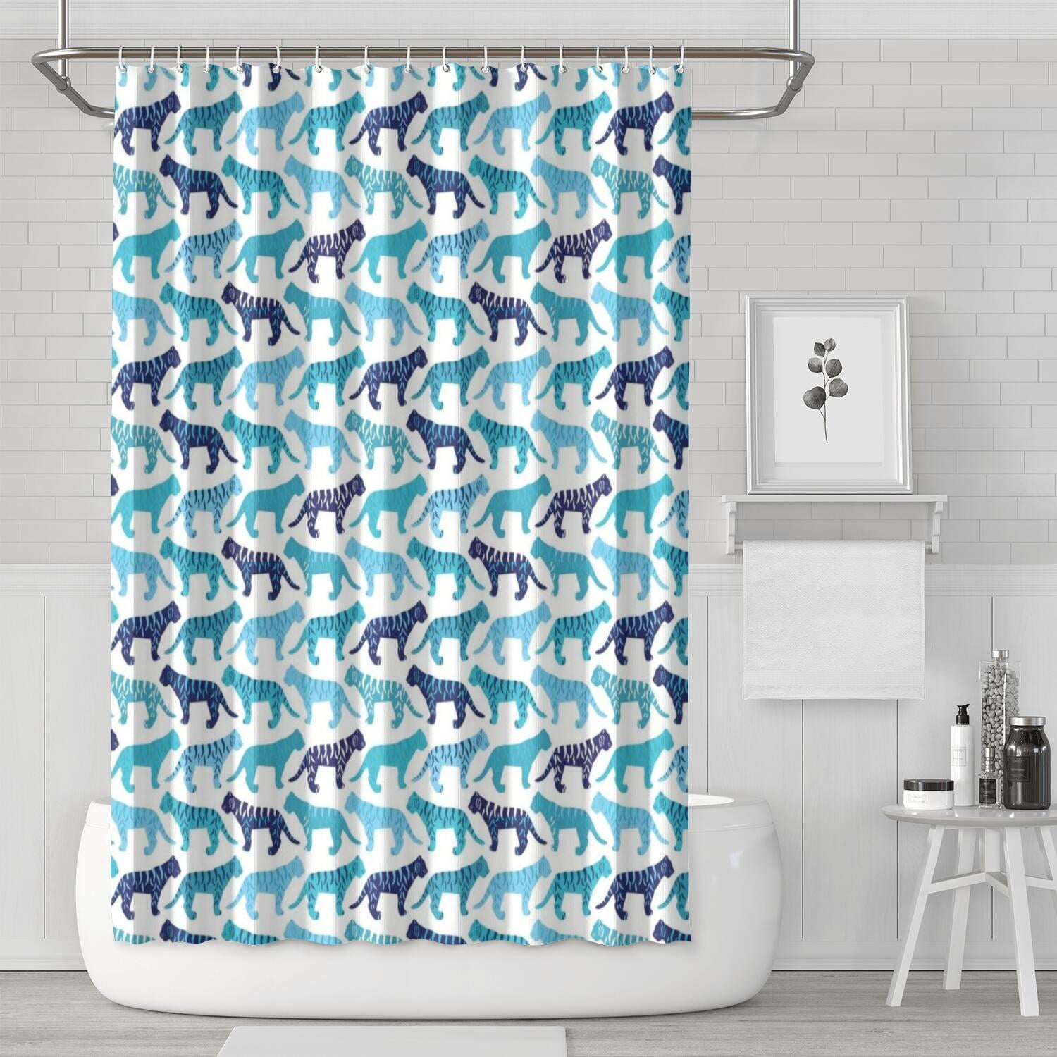 Bengal Tiger Stripes Shower Curtain - Waterproof Jungle Print Bathroom ...