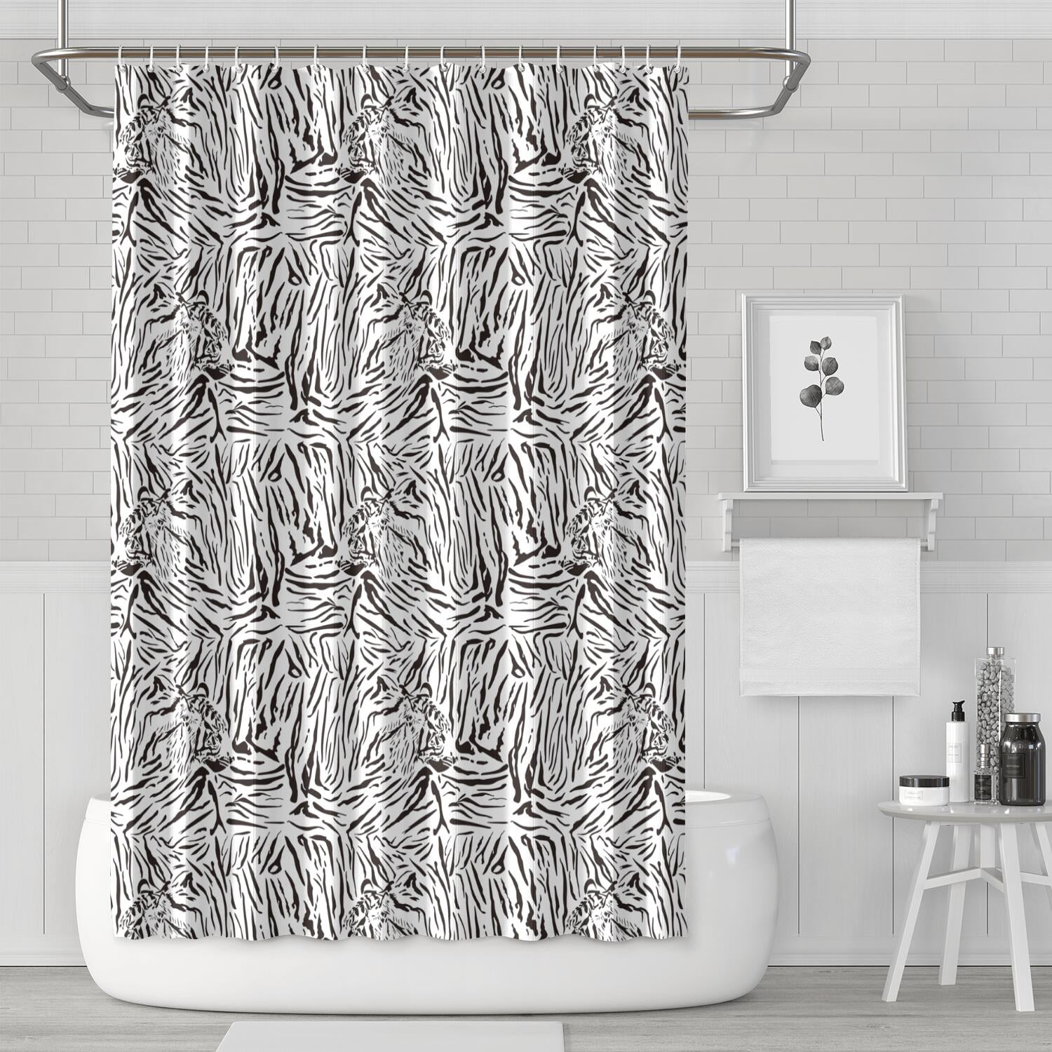 Bengal Tiger Stripes Shower Curtain - Waterproof Jungle Print Bathroom ...