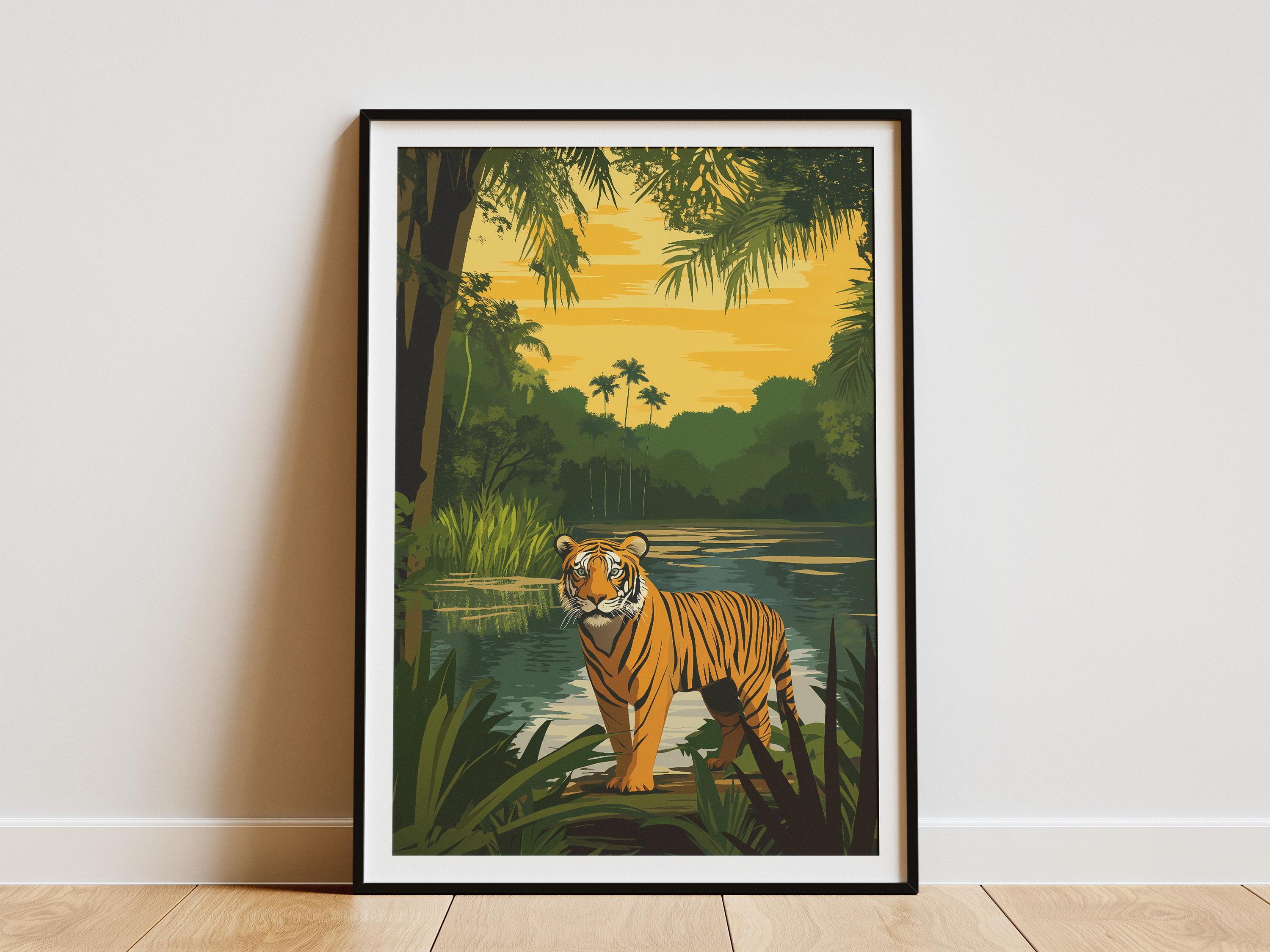 Bengal Tiger in the Sundarbans National Park India Wildlife Art Print ...
