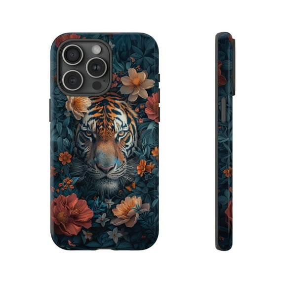 Bengal Tiger in Floral Jungle Garden Phone Case with iPhone 17 to 11 ...