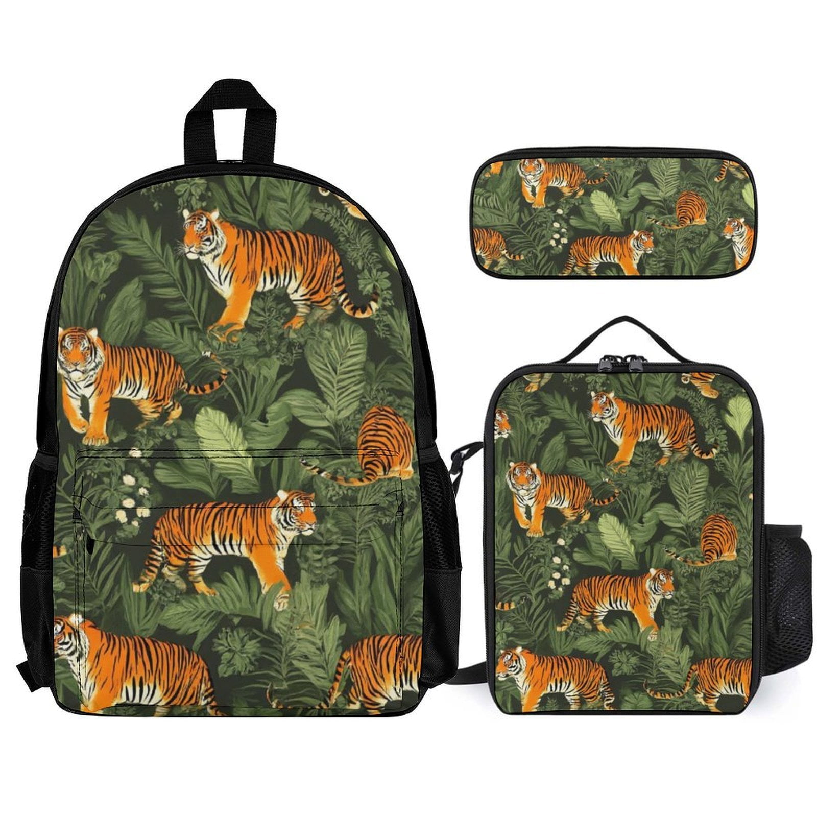 Bengal Tiger in The Jungle 3PCS Backpack Backpack with Lunch Box Pencil ...