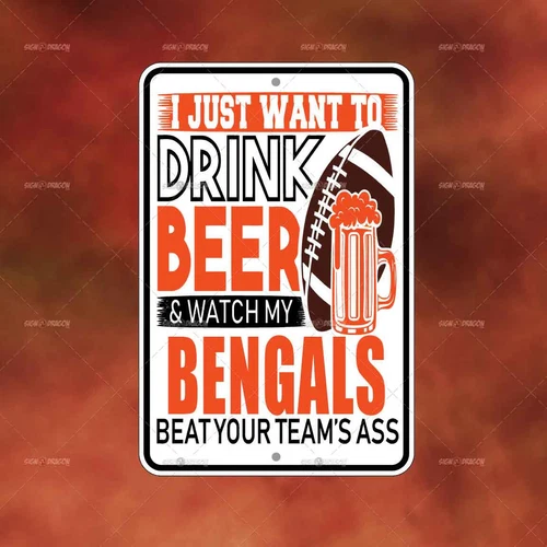 Bengals Football Beer Metal Sign Home Room Wall Art Gift Decor Funny ...