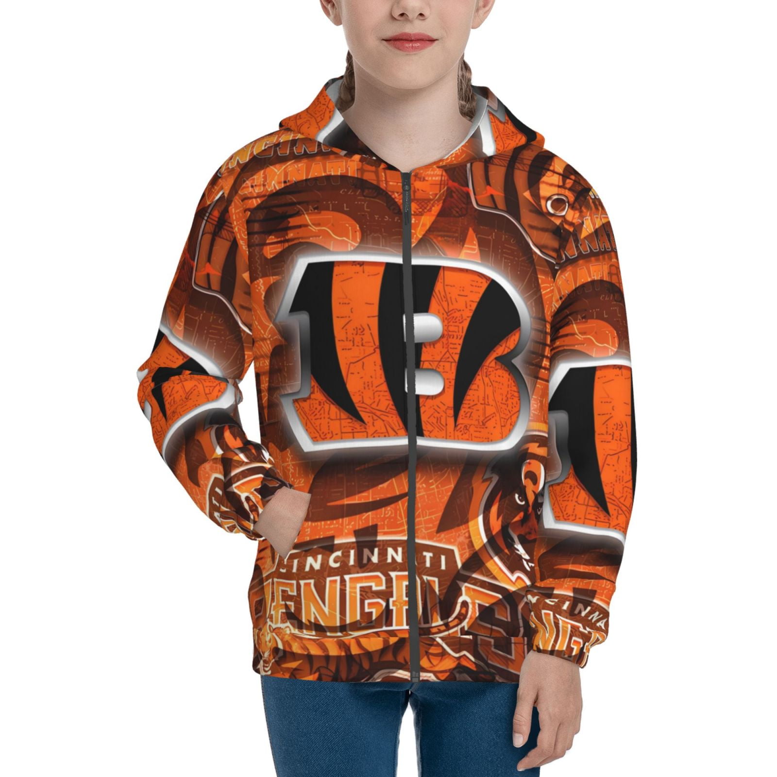 Bengals Football Team Customized Youth Zipper Hoodies Sweatshirts ...