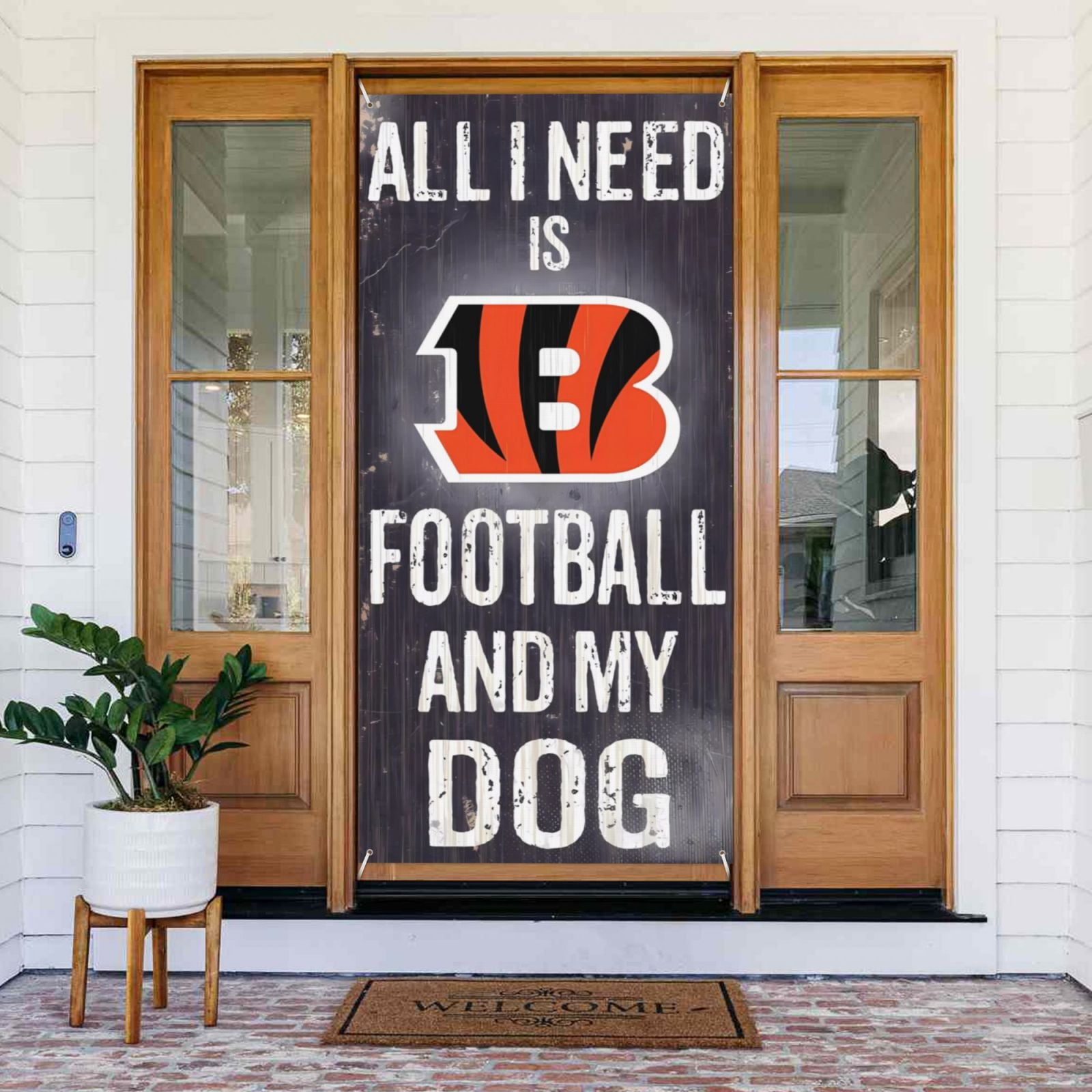 Bengals Football Team Door Decor Banner, Custom Team Fan Porch Sign ...