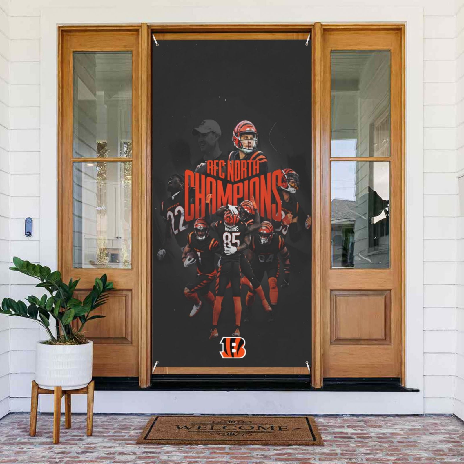 Bengals Football Team Door Decor Banner, Custom Team Fan Porch Sign ...