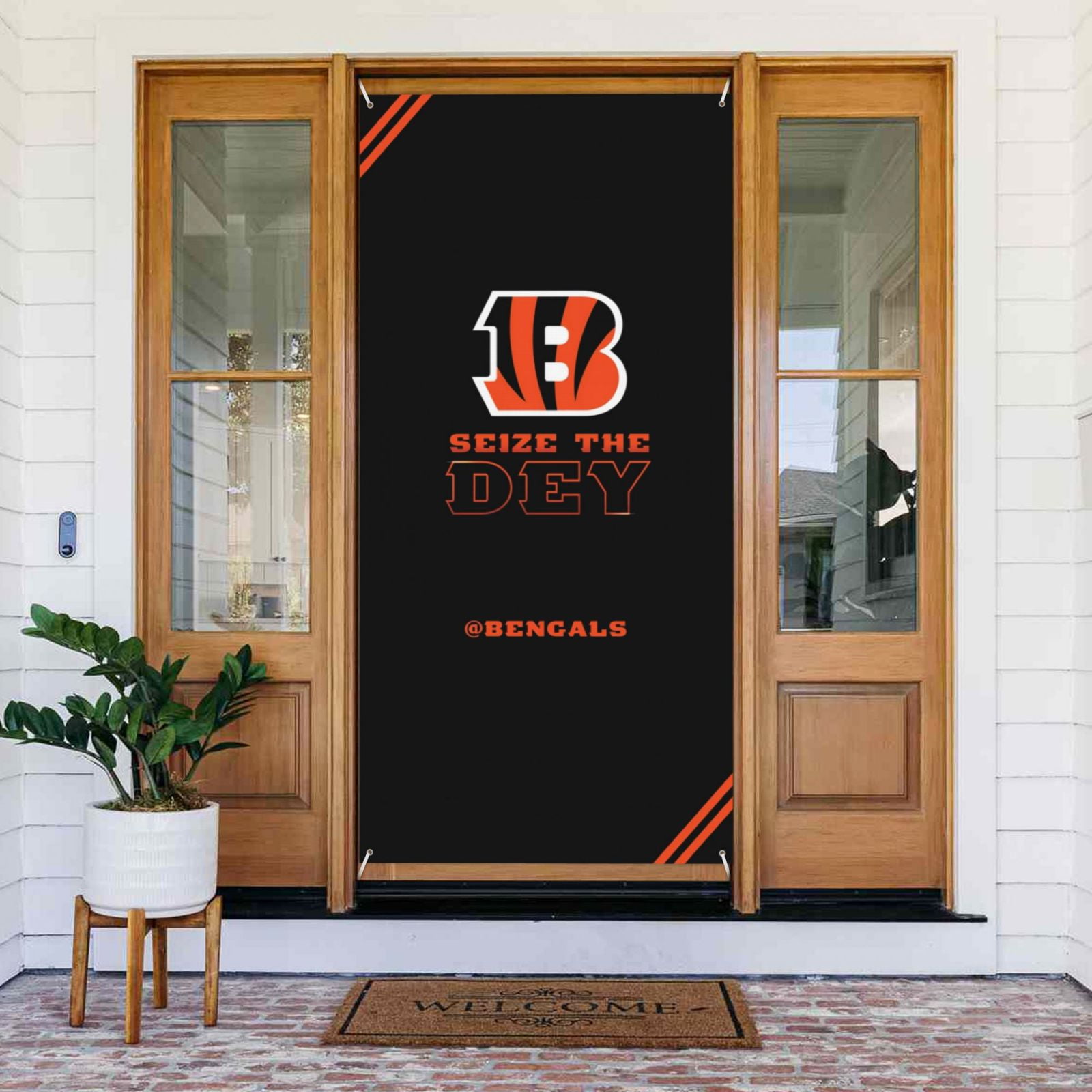 Bengals Football Team Door Decor Banner, Custom Team Fan Porch Sign ...