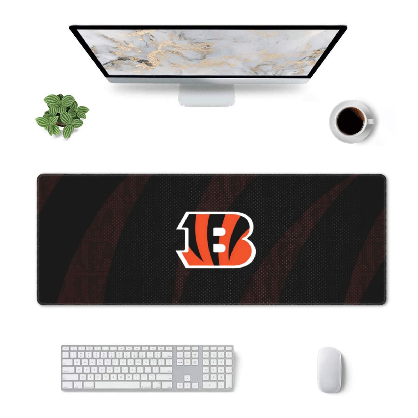 Bengals Football Team Pattern Oversized Rubber Keyboard Pad 12x31.5 ...