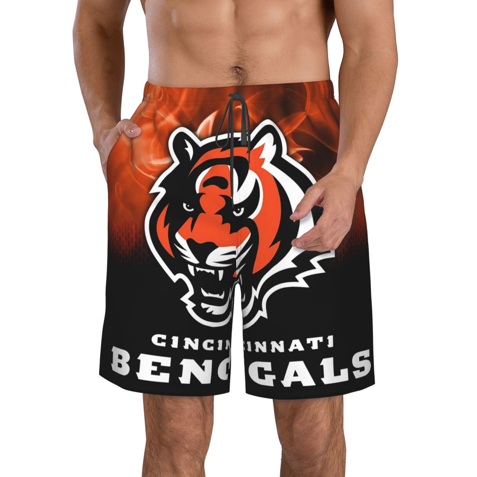 Bengals Men's Beach Shorts Football Team Shorts Casual Surf Swim Trunks ...