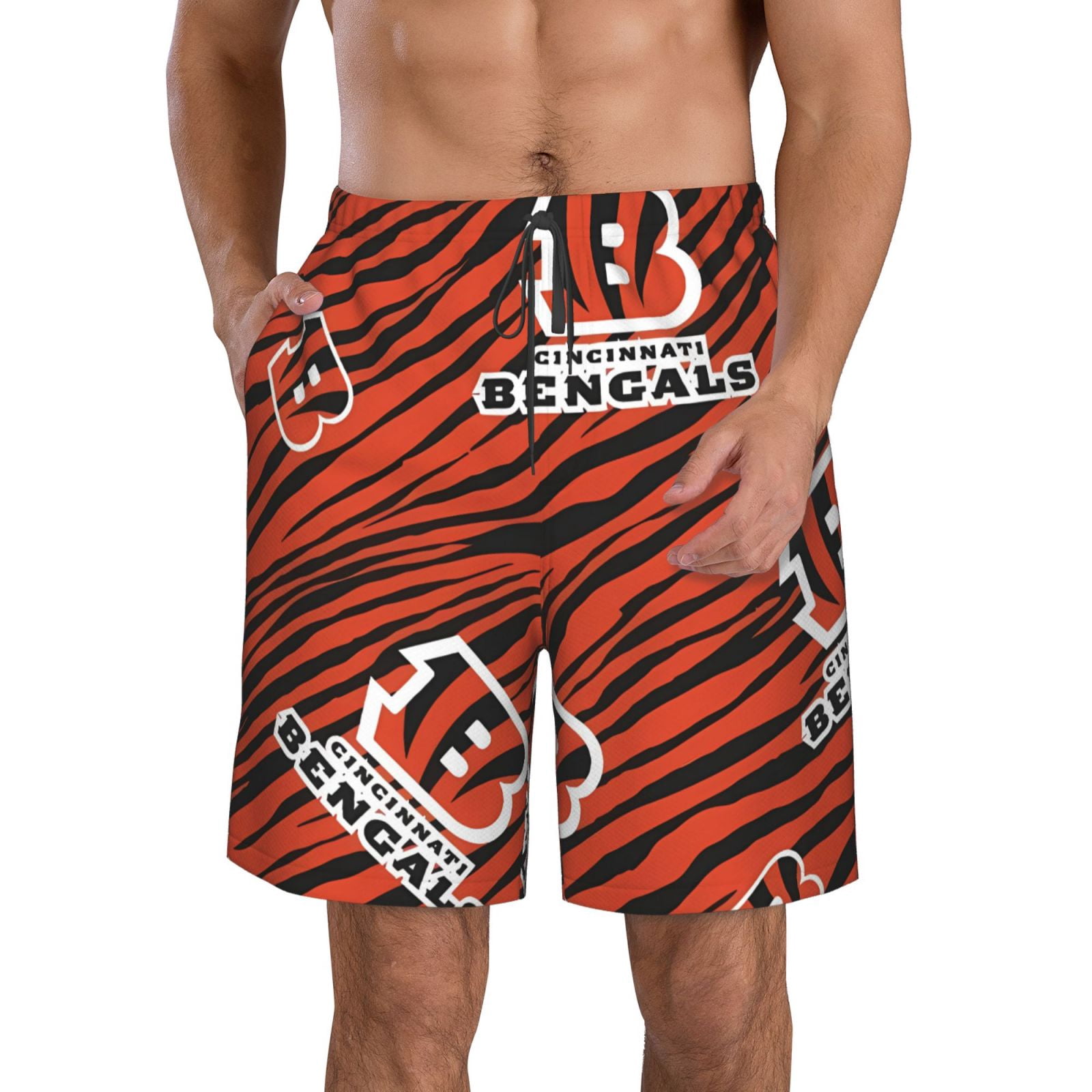 Bengals Men's Beach Shorts Football Team Shorts Casual Surf Swim Trunks ...